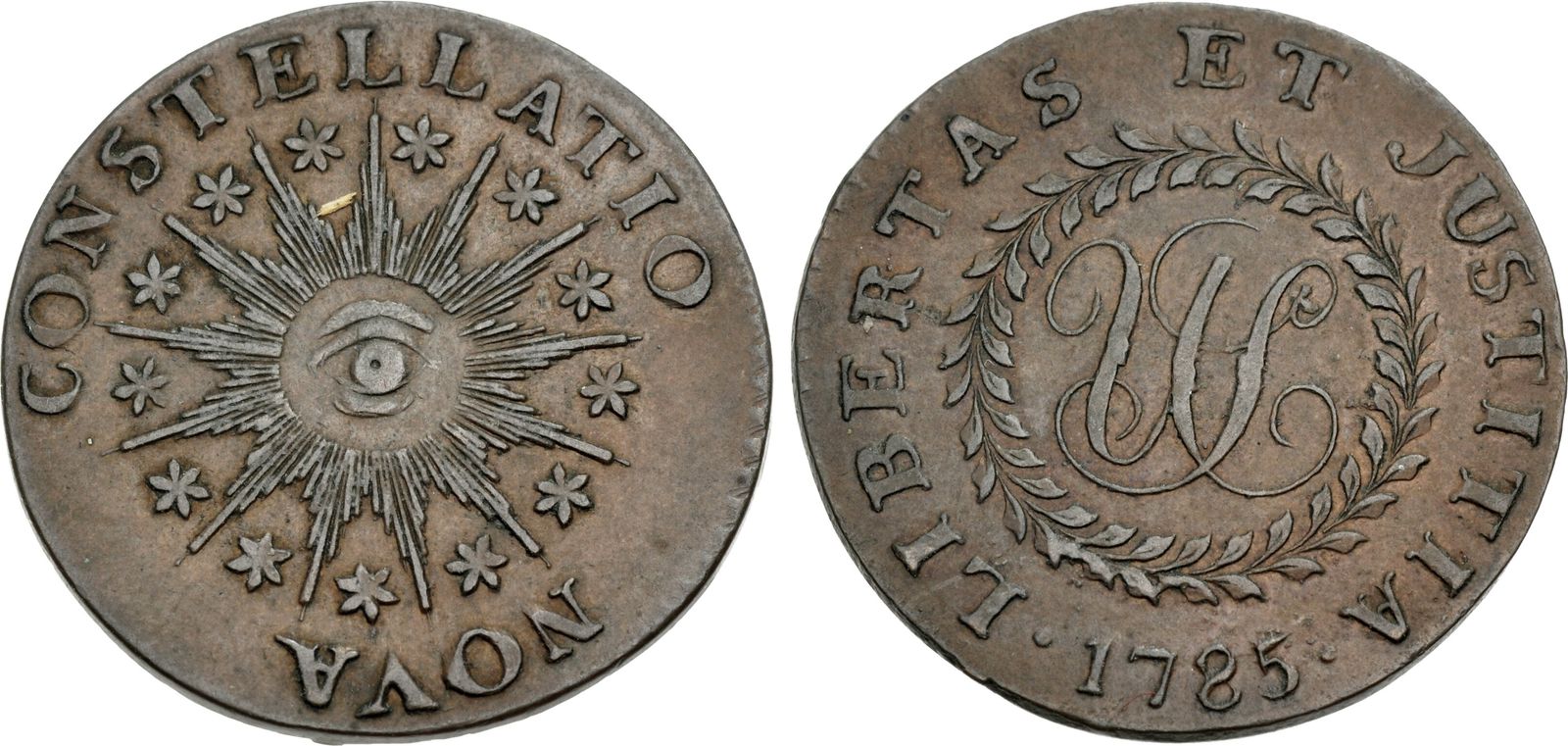 Pre-Federal. 1785 Nova Constellatio. Large date, pointed rays. Crosby 3 ...