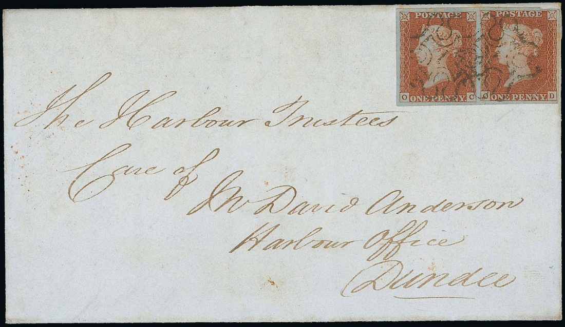 Great Britain 1841-53 One Penny Red-Brown Plate 28: OC-OD horizontal ...