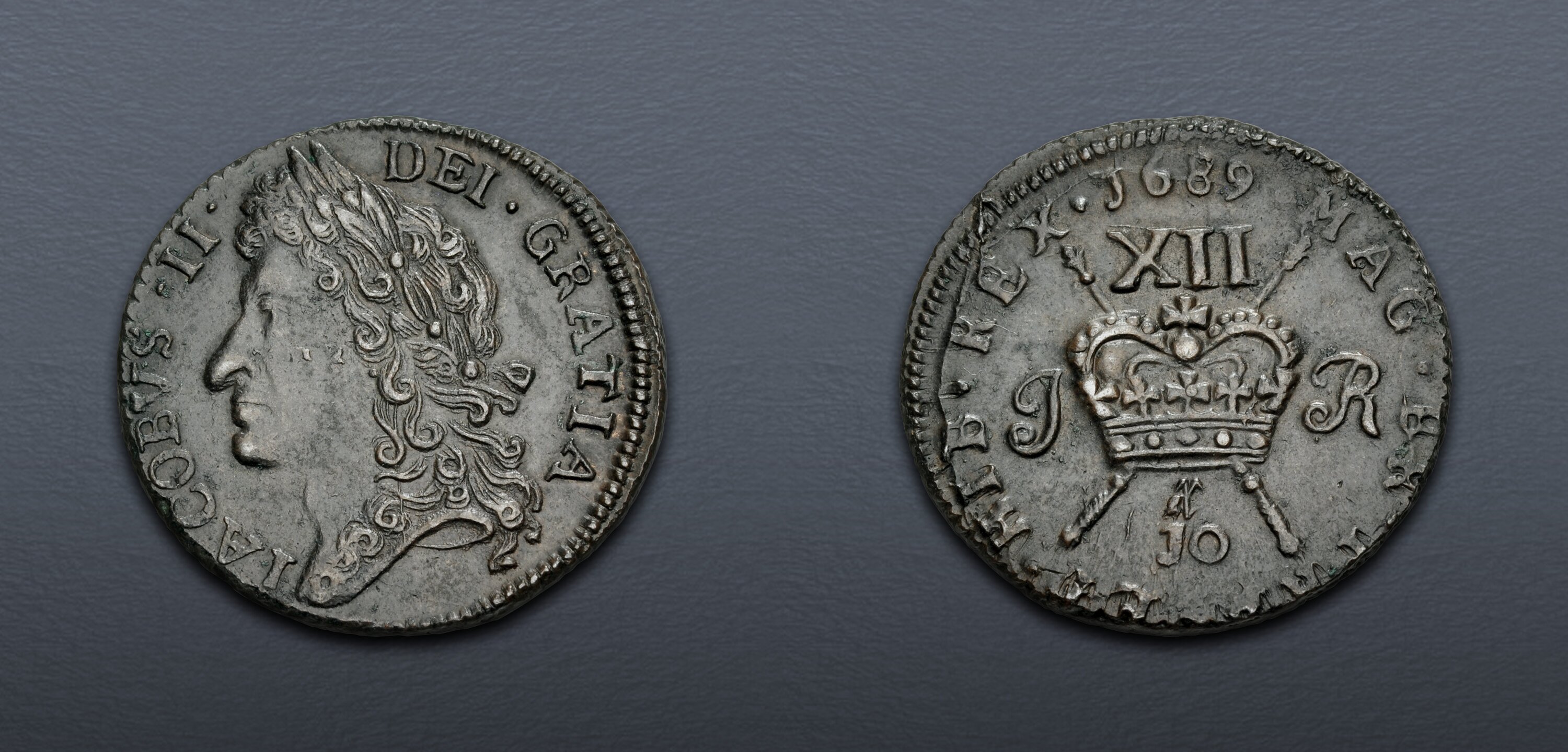 IRELAND. James II. 1685-1691. Æ Shilling. ‘Gunmoney’ coinage. Dublin ...