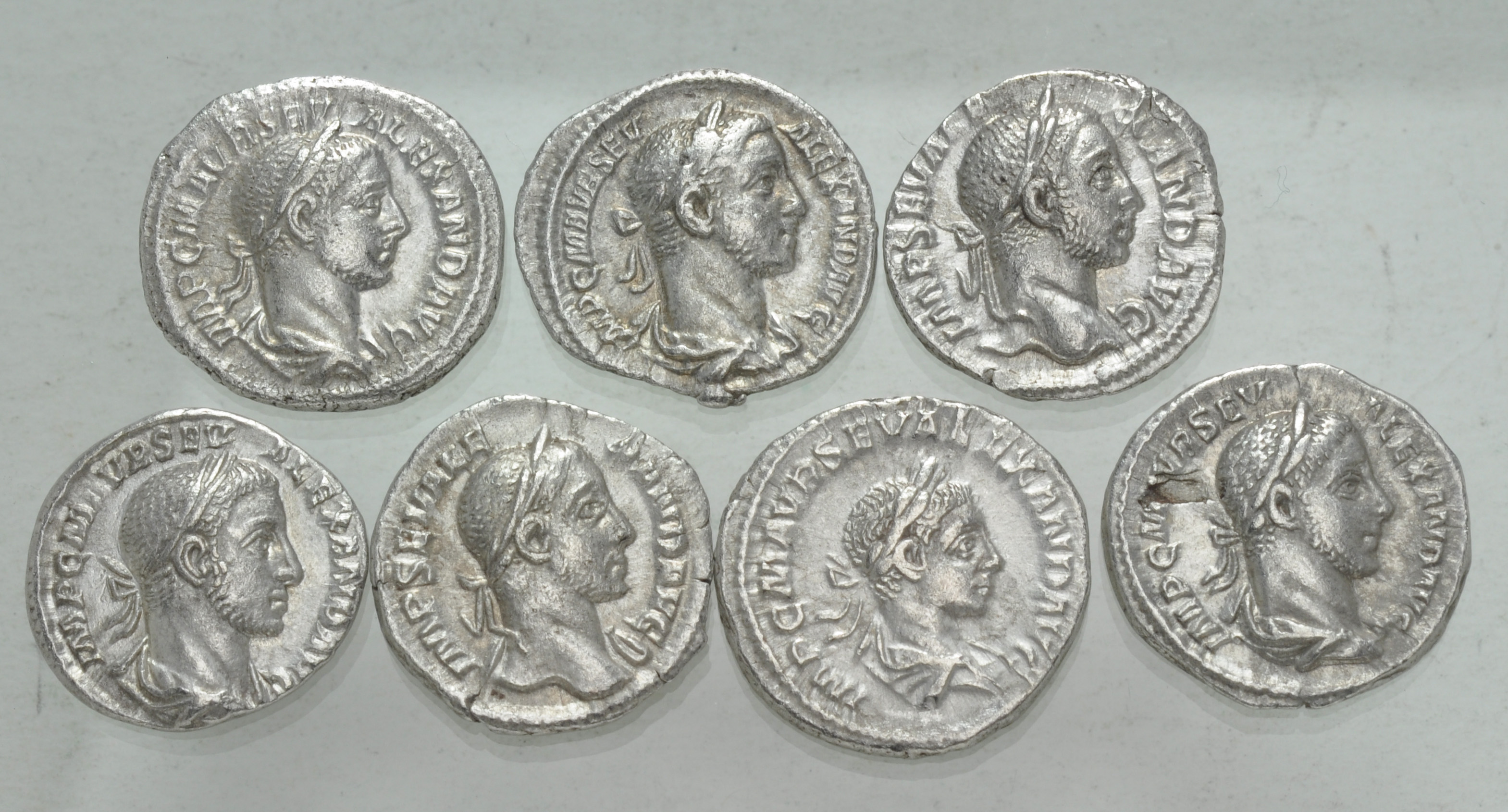 ROMAN. Imperial. Lot of seven (7) AR Denarii of Severus Alexander ...