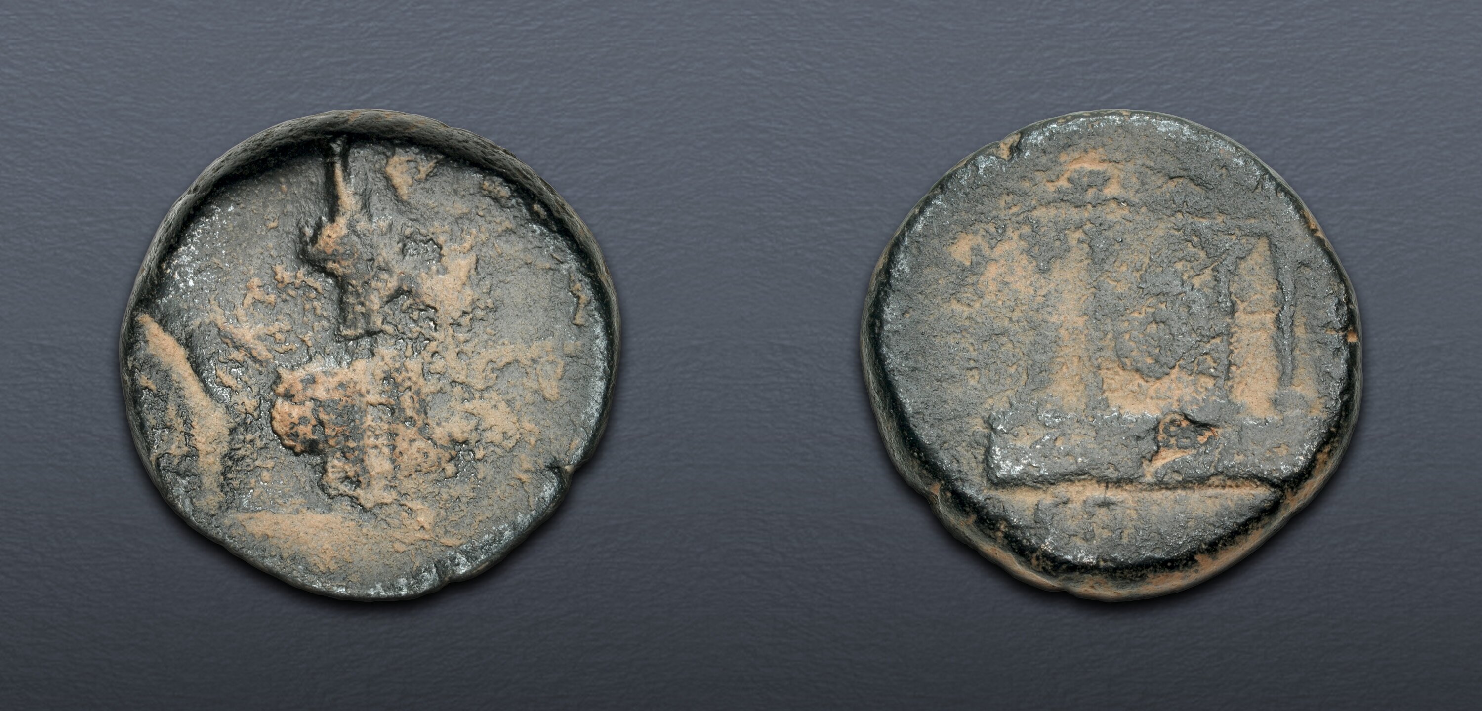 JUDAEA, Herodians. Herod IV Philip, with Tiberius and Livia. 4 BCE-34 ...