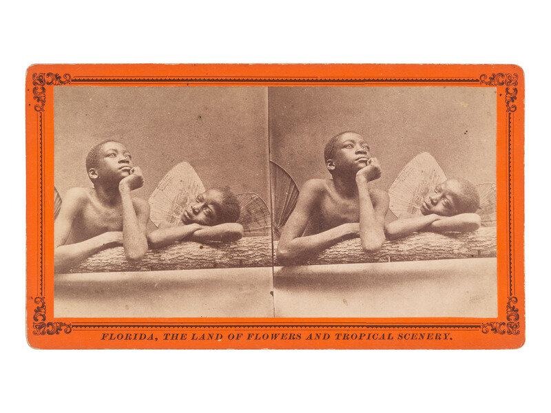 [EARLY PHOTOGRAPHY]. Stereoview of young African American cherubs ...
