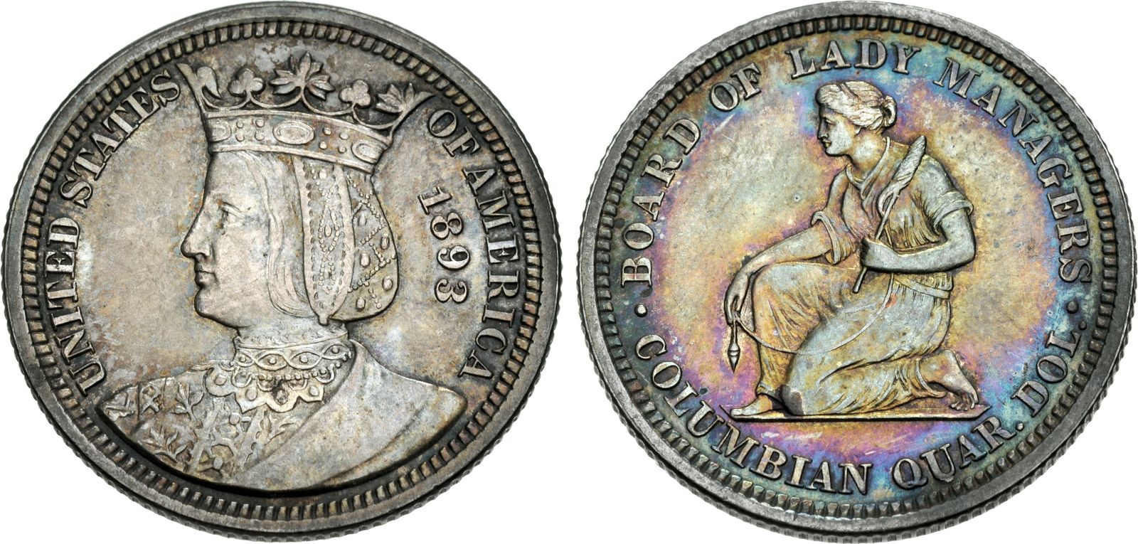 Classic Commemorative. 1893 Isabella Quarter. Choice AU ...