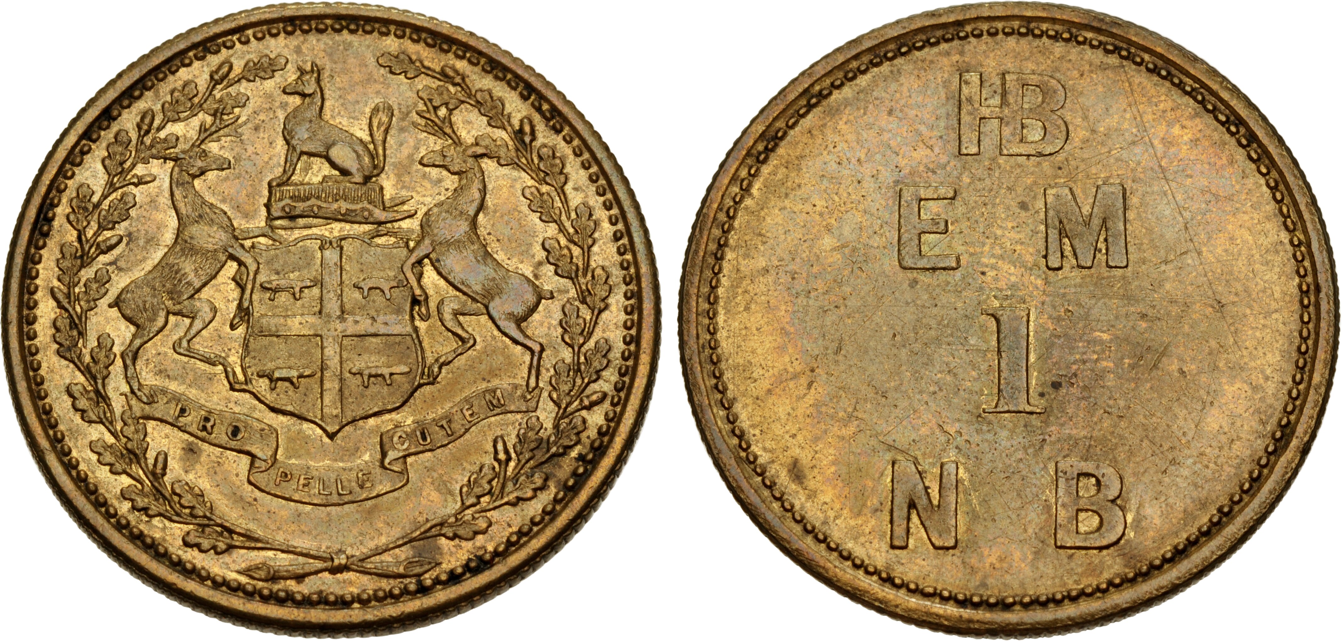 CANADA, Hudson Bay Company. Eastmain district. Set of four (4) Brass ...