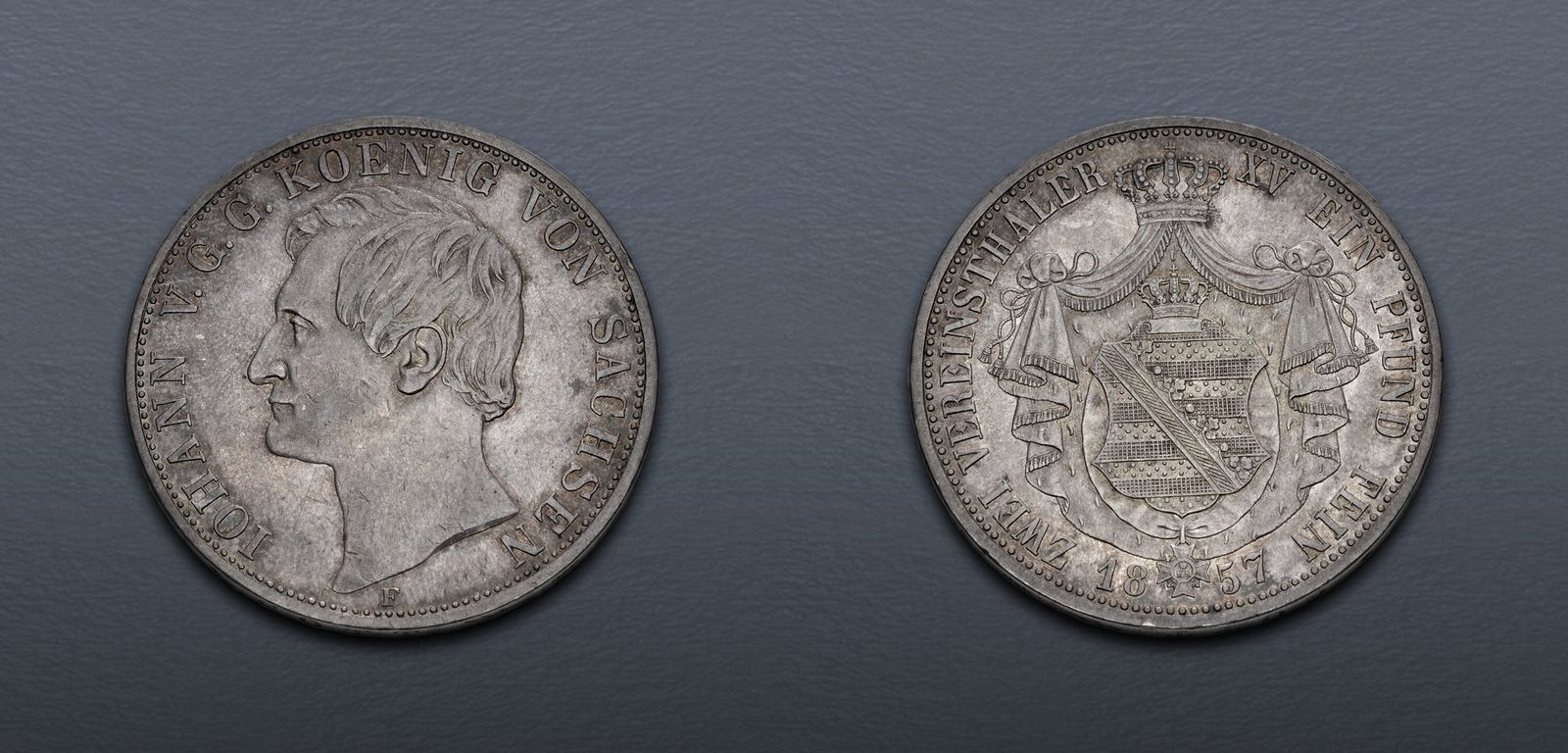 GERMANY, Sachsen (Kingdom). Johann. 1854-1873. AR 2 Taler – 3½ Gulden ...