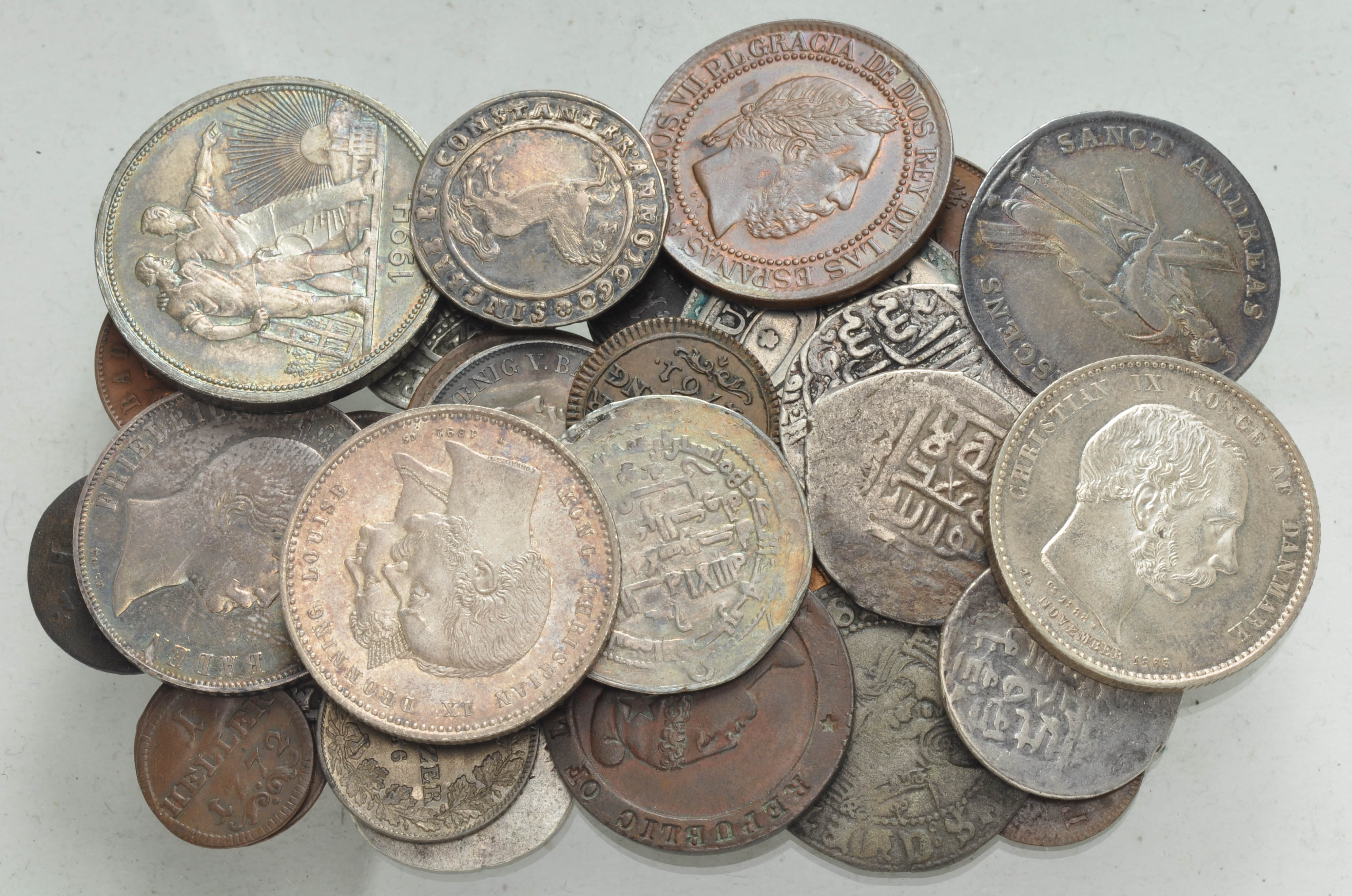 WORLD. Miscellaneous. Lot of thirty-eight (38) mostly base metal issues ...