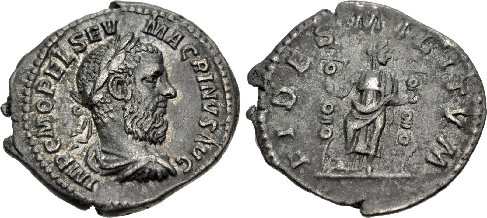 Macrinus. AD 217-218. AR Denarius (20mm, 3.16 g, 6h). Rome mint, 2nd officina. 3rd emission, AD ...