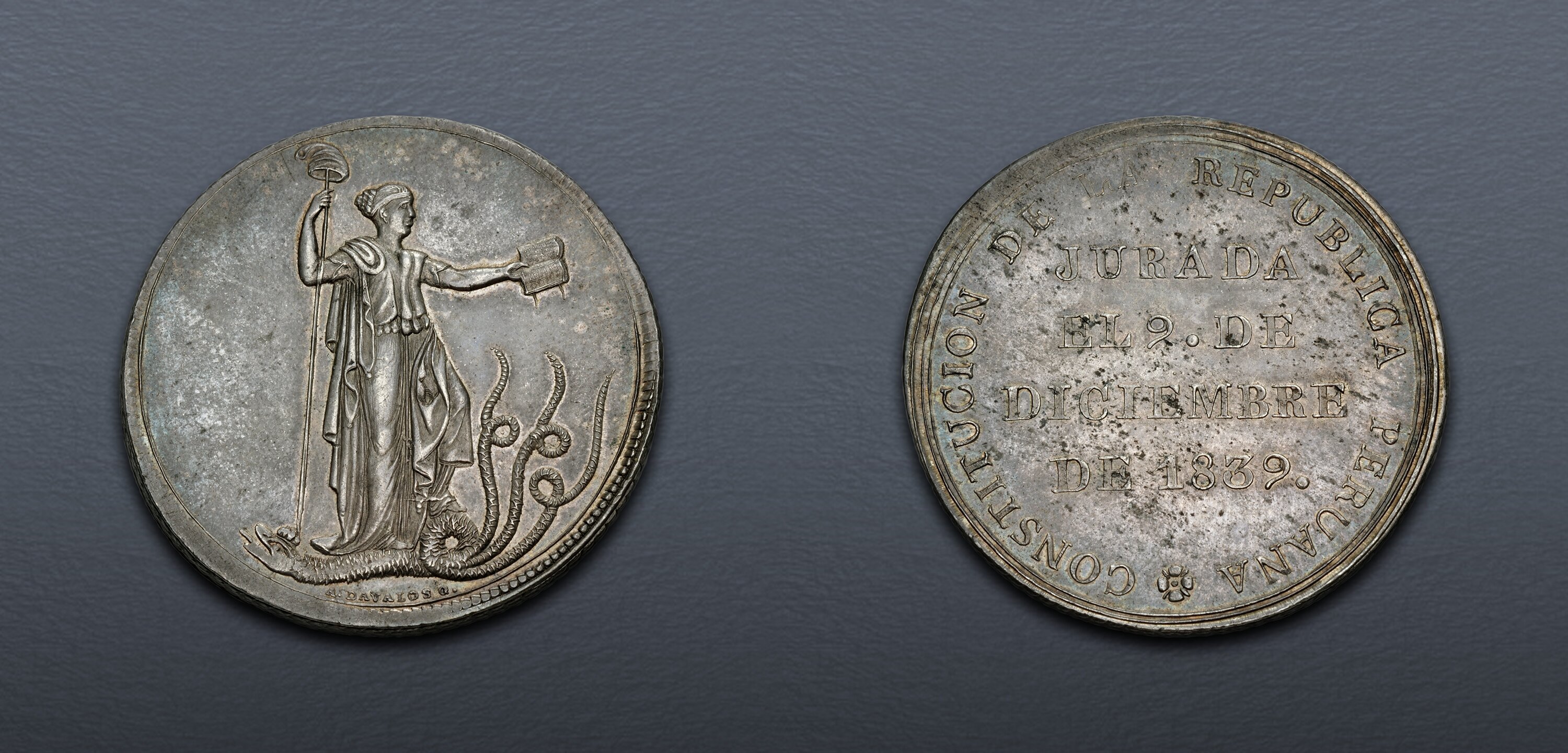 PERU, Republic. 1821-pres. AR Medal (44mm, 37.51 g, 6h). Proclamation ...