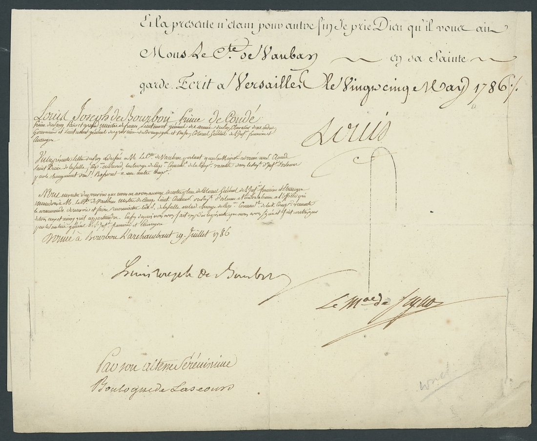 France King Louis XVI 1786 (May) part printed document signed "Louis ...