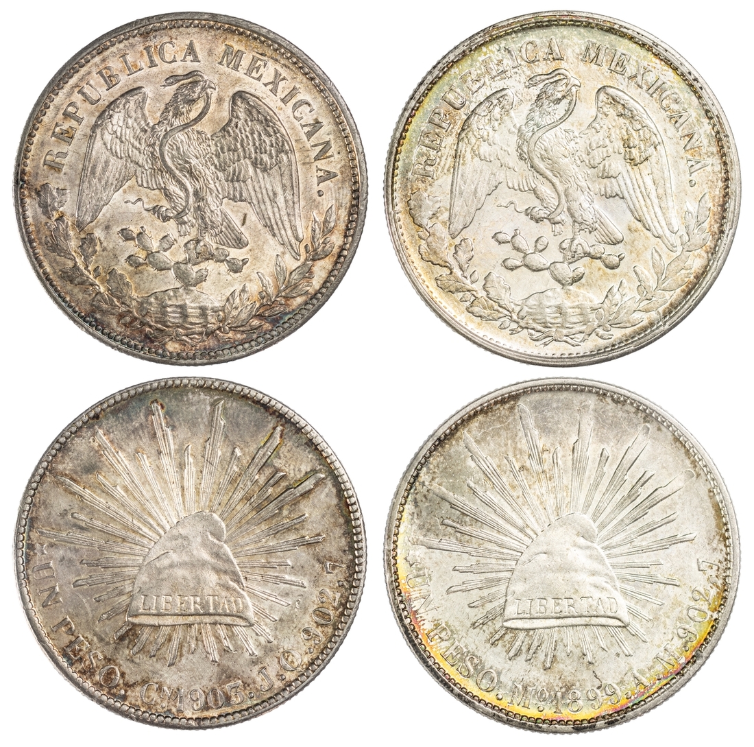 Mexico, Peso, 1899 AM, Mexico City, eagle with snake on cactus, rev ...