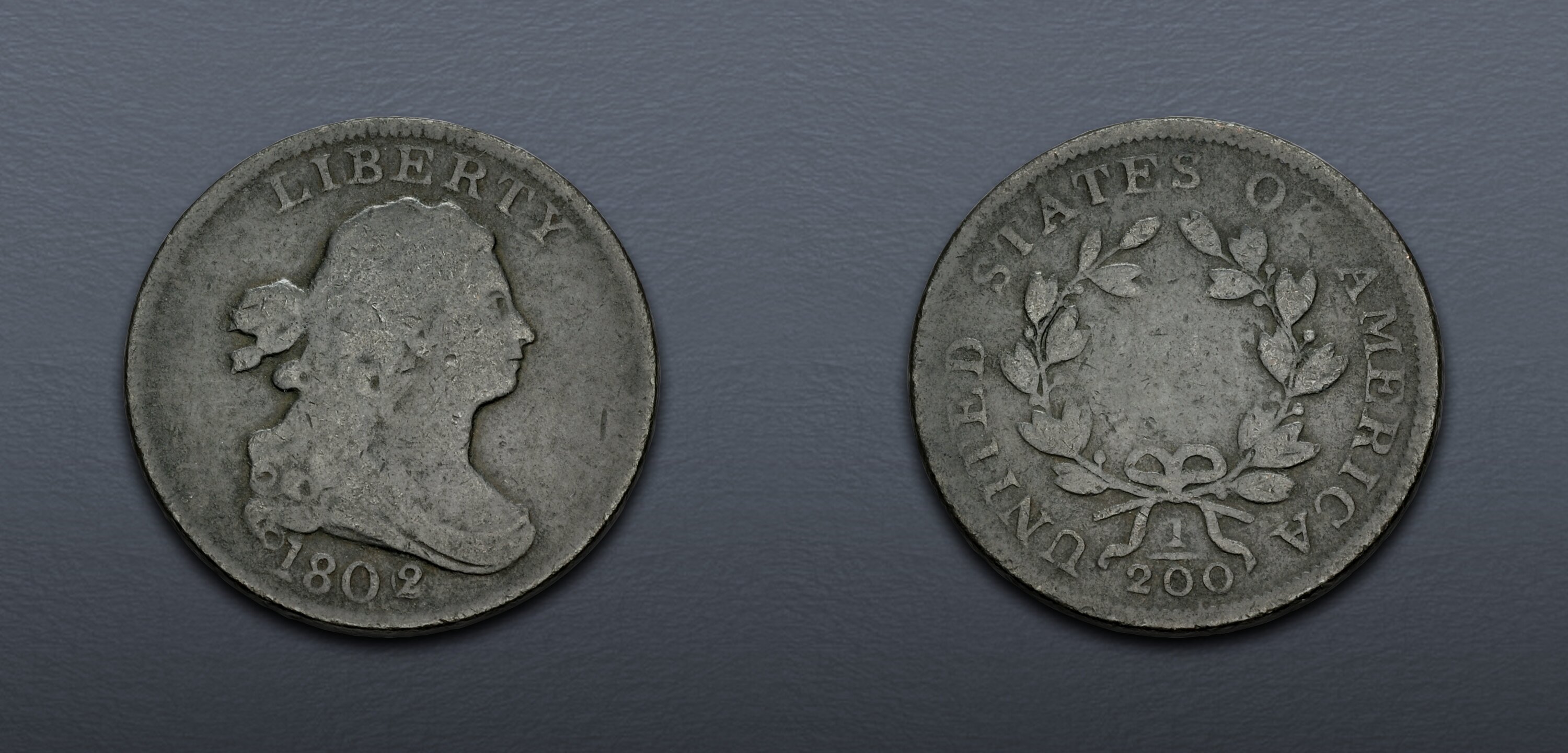 1802/0 Draped Bust Half Cent. Reverse of 1802. C-2, B-2. Rarity 3. Good ...