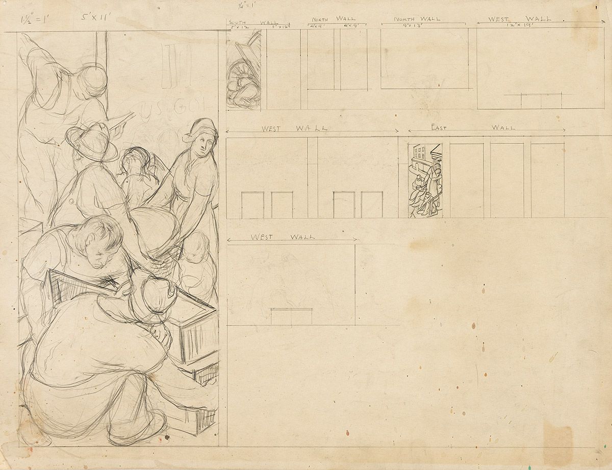 ANATOL SHULKIN (1899 - 1961) Mural Study. | Swann Galleries App