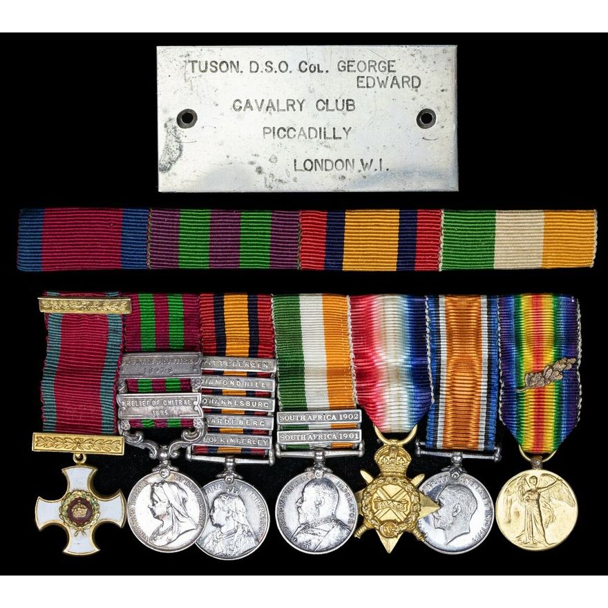 The mounted Boer War D.S.O. group of seven miniature dress medals worn ...