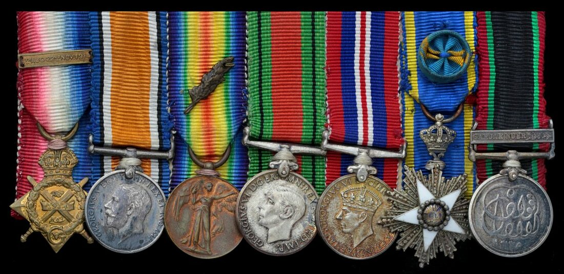 The mounted group of seven miniature dress medals worn by Brigadier ...