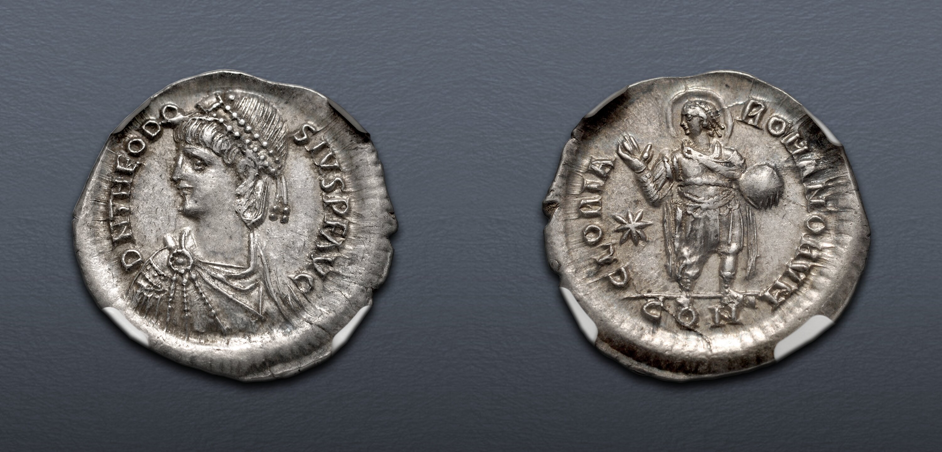 Theodosius II. AD 402-450. AR Light Miliarense (24mm, 4.18 g, 12h ...