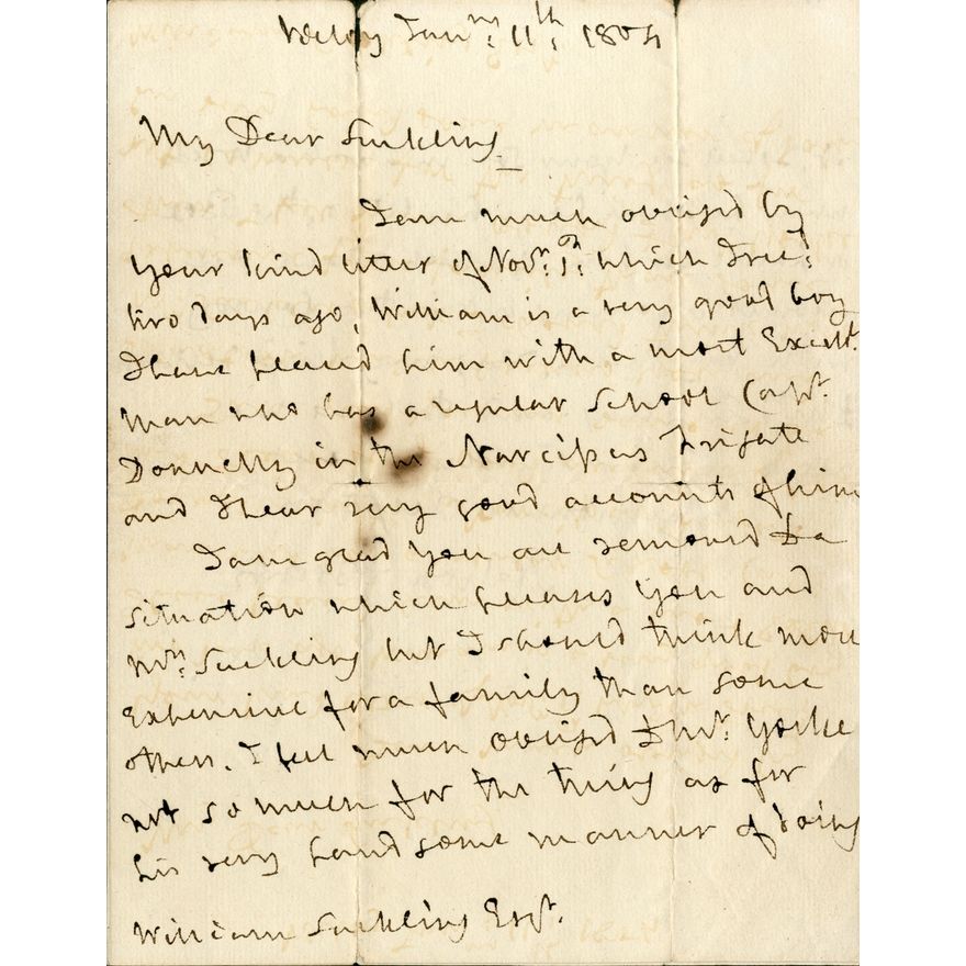 Lord Horatio Nelson autograph letter to his cousin, written aboard H.M ...