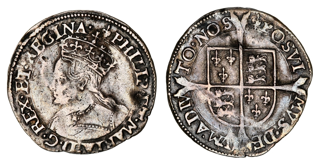Mary and Philip (1554-1558), Groat, Tower, PHILIP • ET • MARIA • D : G ...