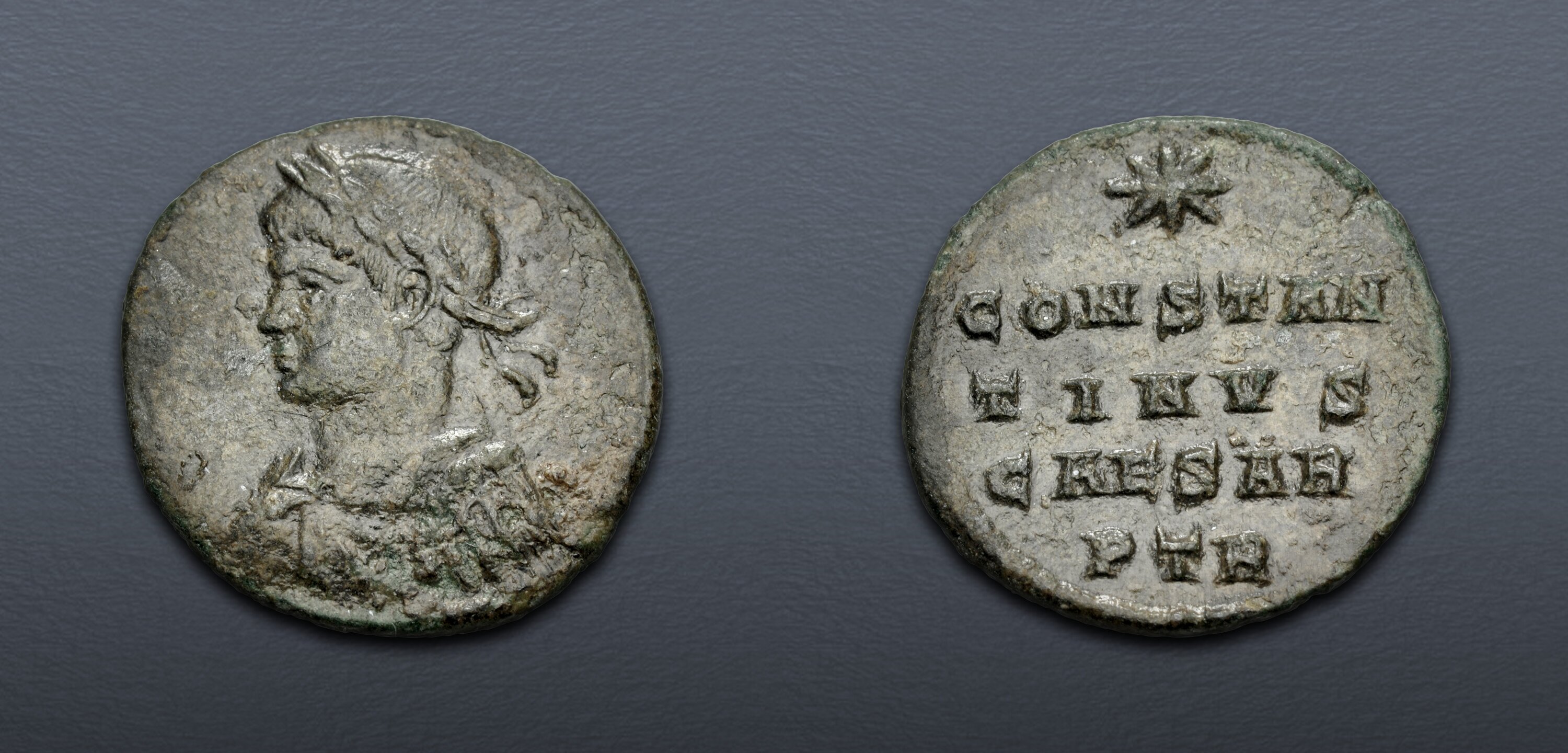 Constantine II. As Caesar, AD 316-337. Æ Follis (16.5mm, 1.77 g, 6h). Treveri (Trier) mint, 1st ...