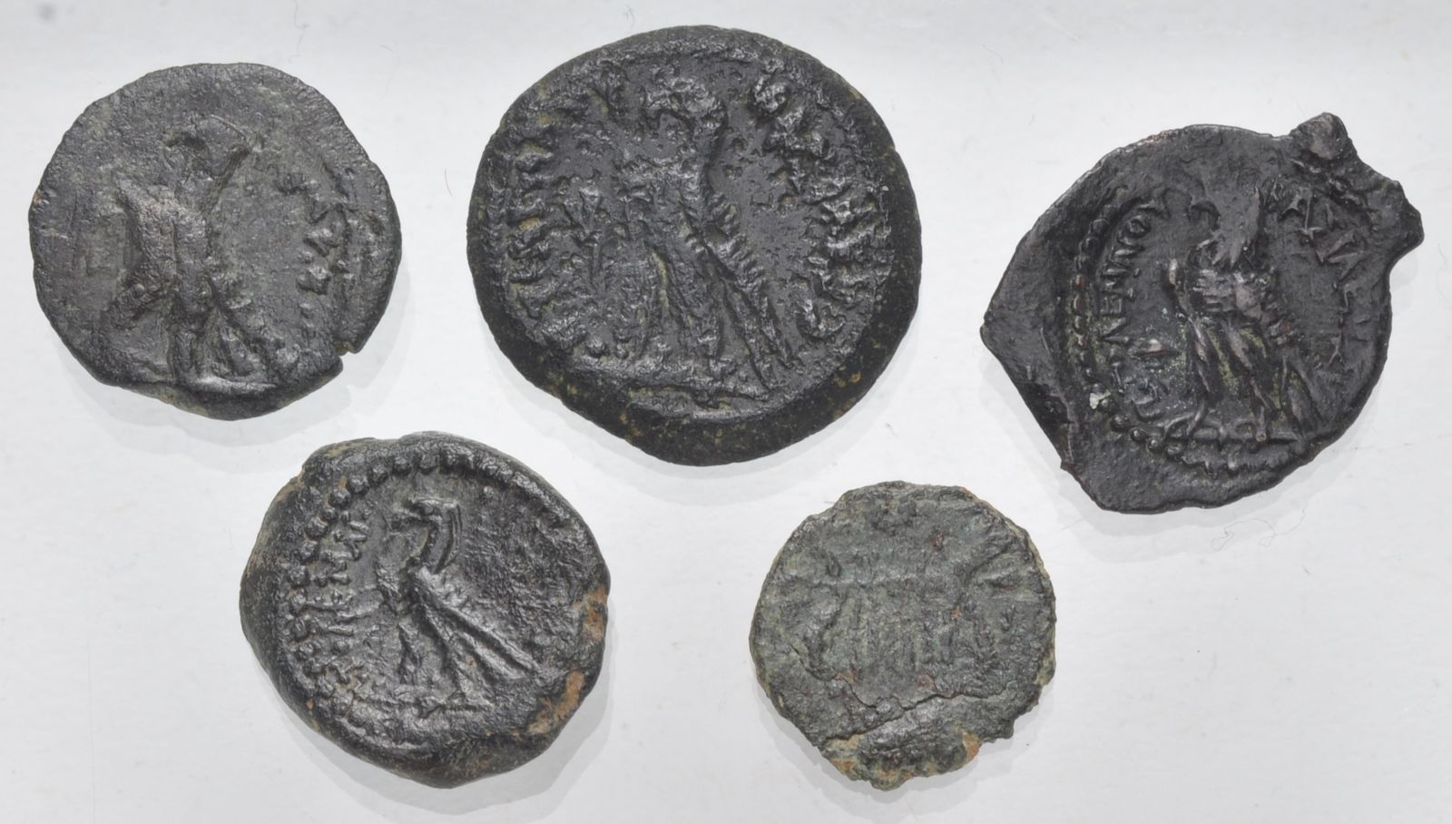 GREEK. Egypt & North Africa. Lot of five (5) mostly Ptolemaic bronze ...