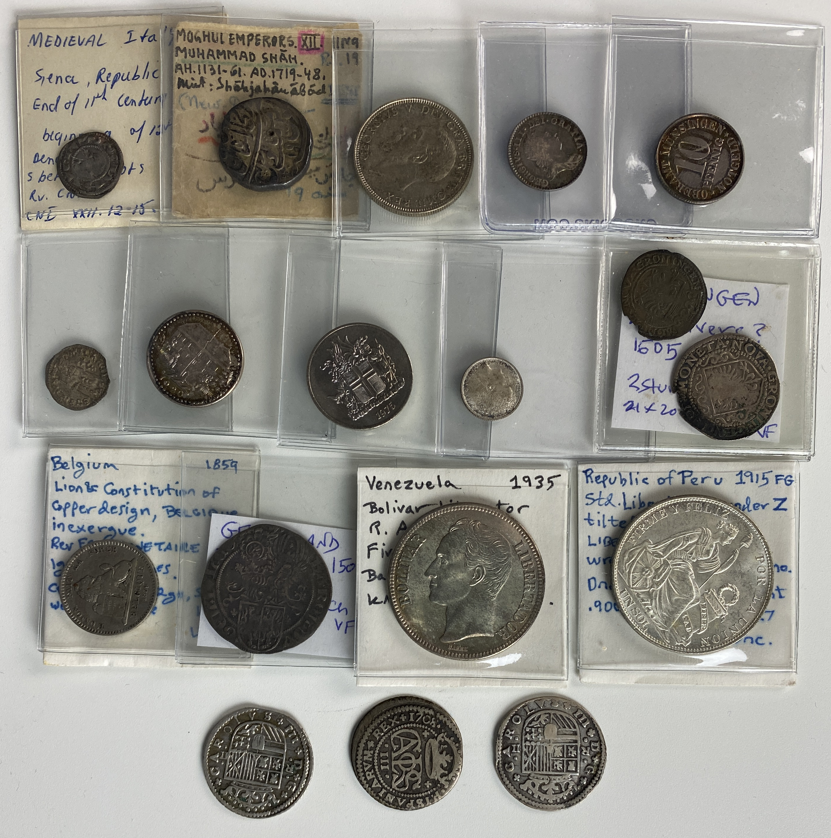 WORLD. Miscellaneous. Lot of eighteen (18) mostly silver issues ...