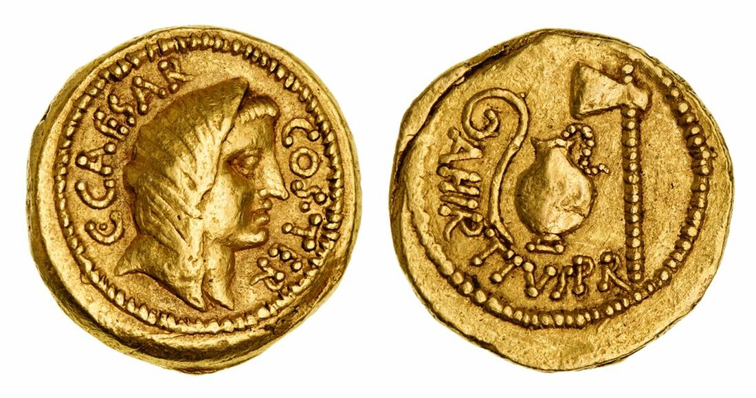 NGC XF | Roman Republic, Julius Caesar, Aulus Hirtius, as Praetor, AV ...