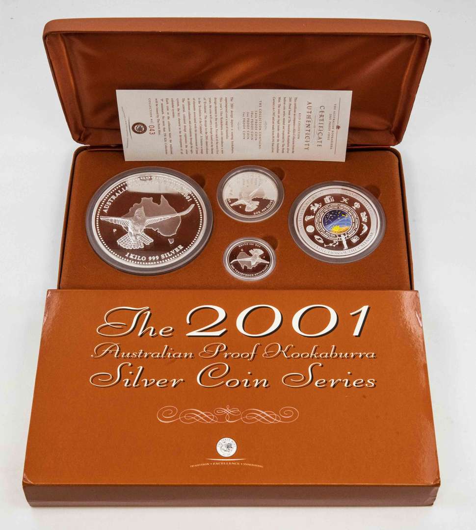 Kookaburras Proof One, Two, Ten Ounce and One Kilo 2001 Large Coin ...
