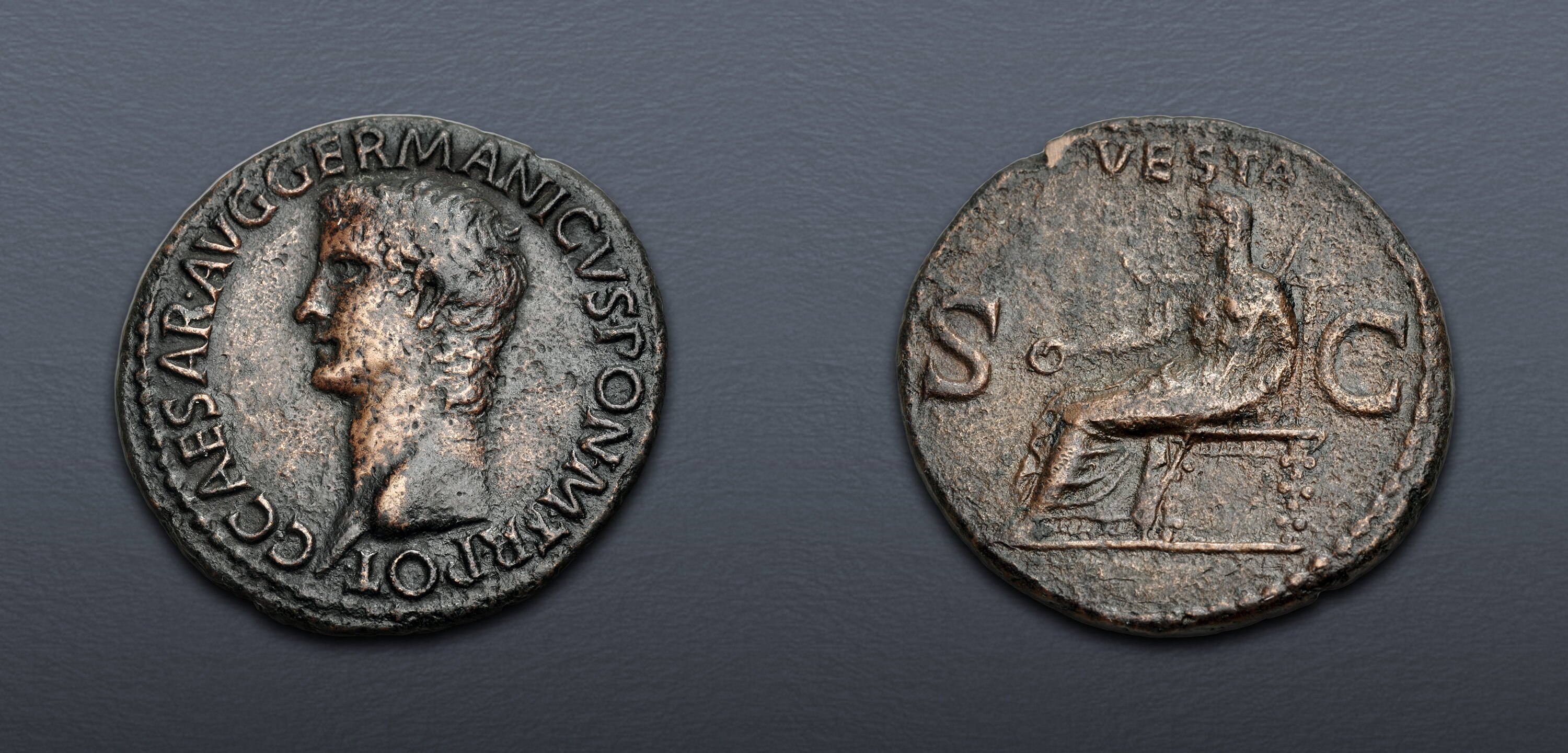 Gaius (Caligula). AD 37-41. Æ As (28.5mm, 10.50 g, 6h). Rome mint ...