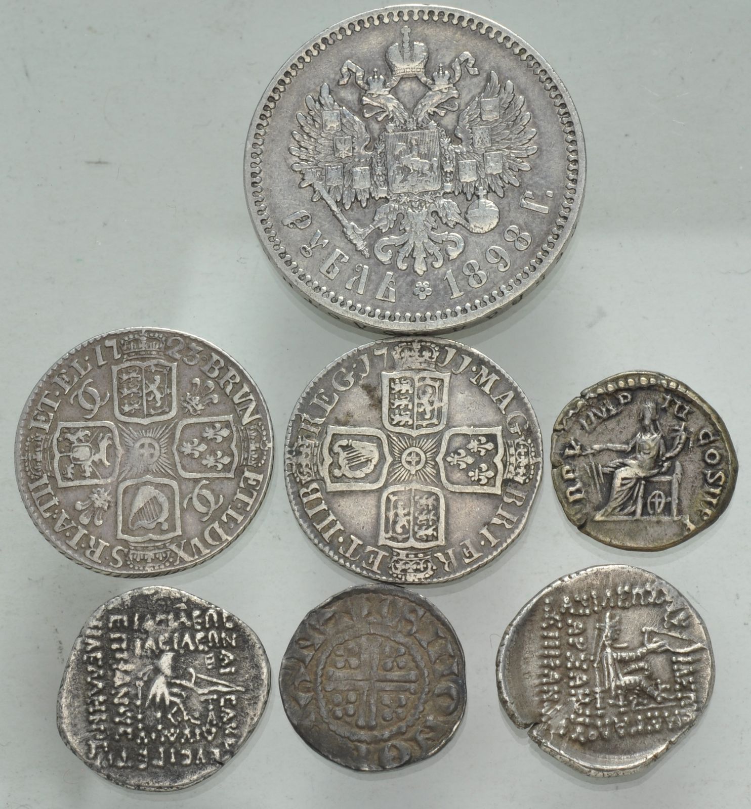 MIXED. Oriental Greek - British. Lot of seven (7) silver issues ...