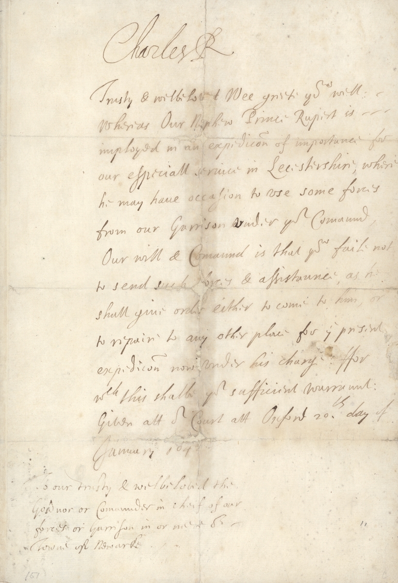 Great Britain King Charles I 1642 (20 January) letter signed "Charles R ...
