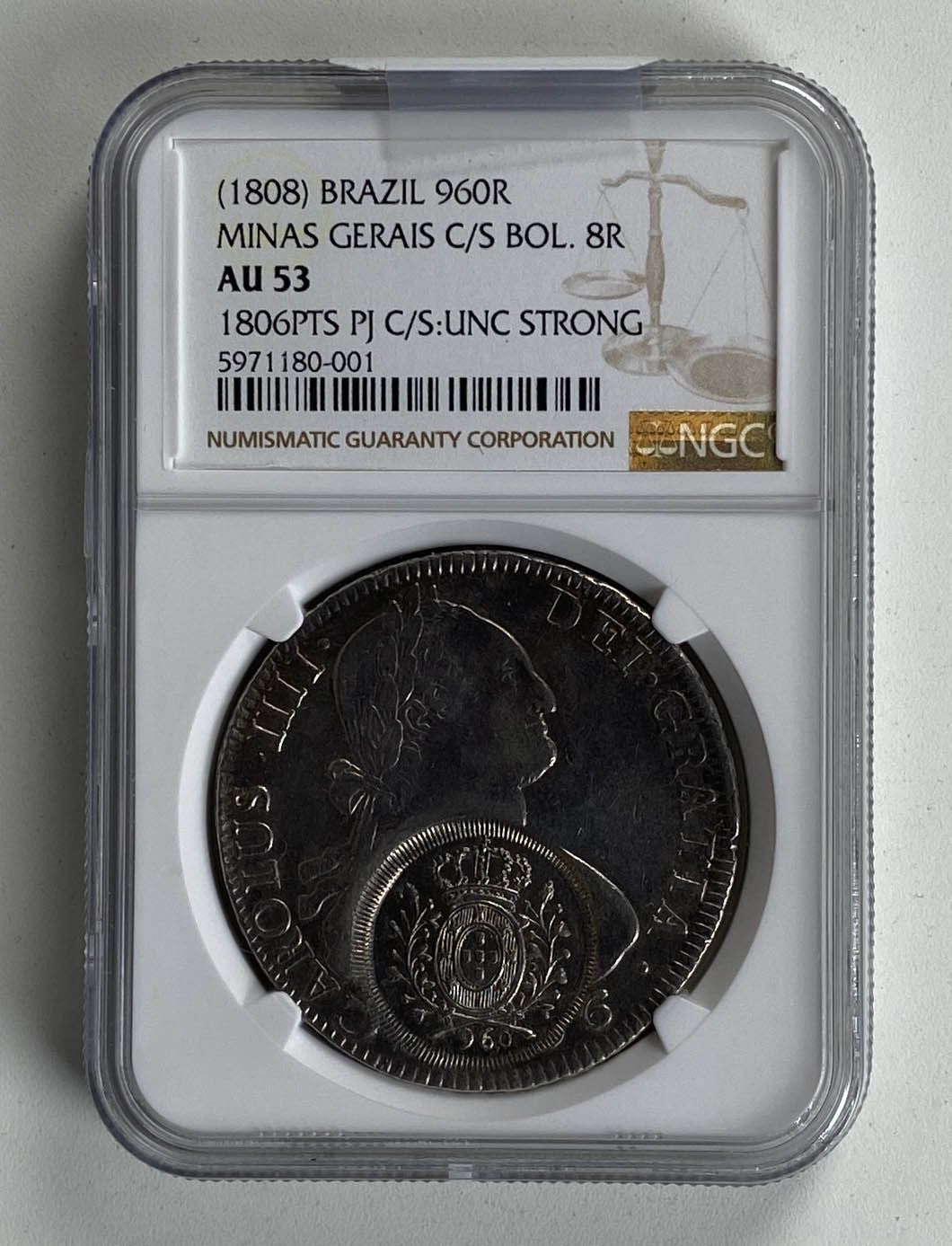 BRAZIL, Colonial. Joao VI. As prince regent, 1799-1816. AR 960 Réis ...