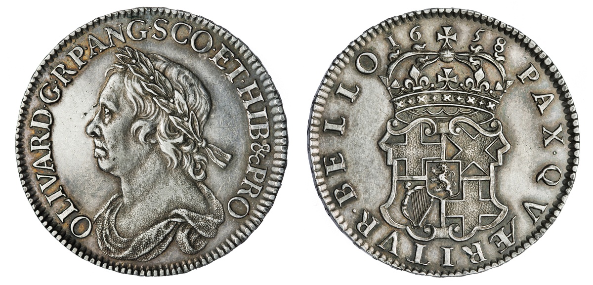 Cromwell, as Lord Protector (1653-1658), Halfcrown, 1658, Drury House ...
