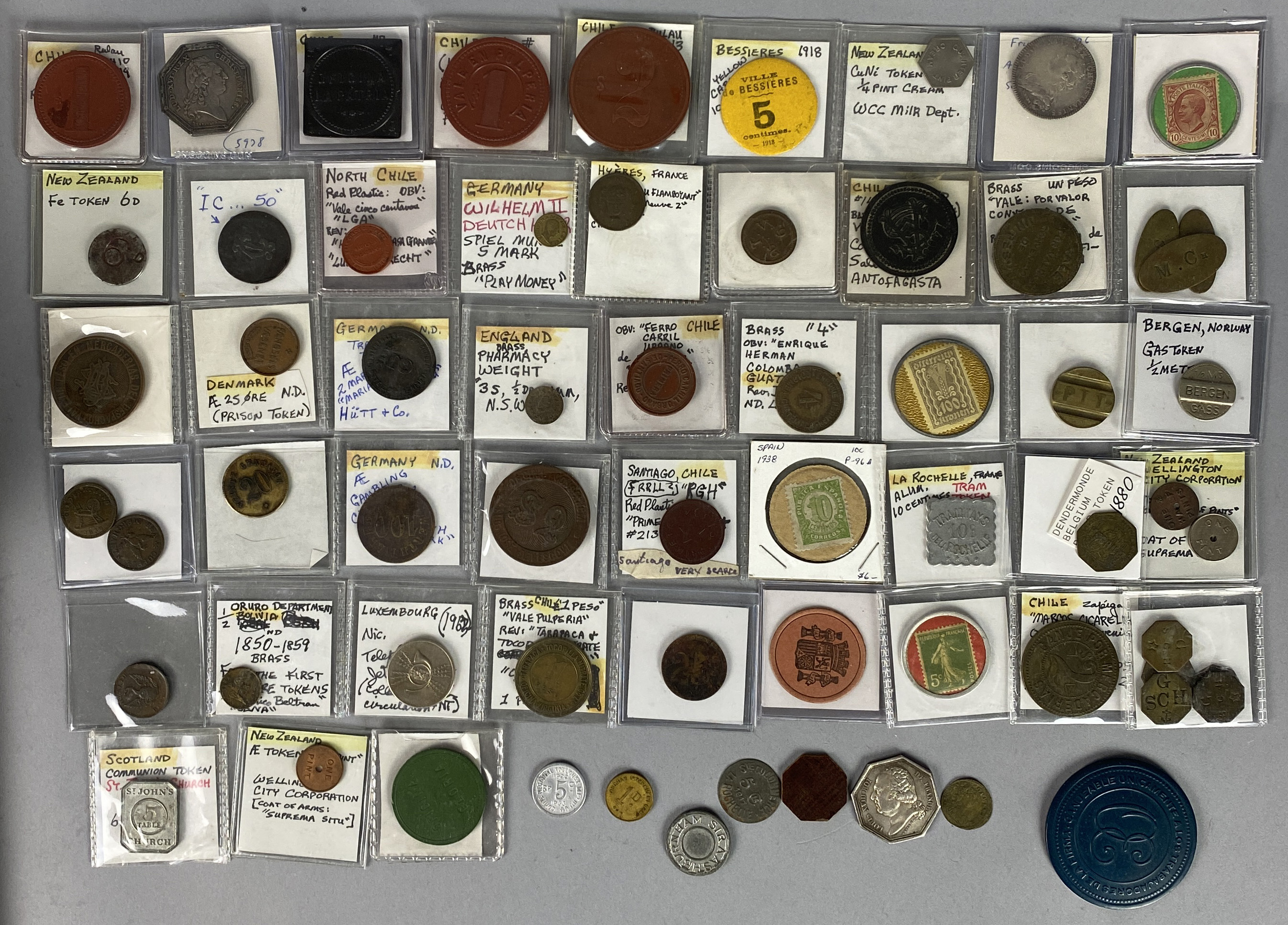 WORLD. Miscellaneous. Lot of sixty-five (65) mostly base metal, plastic ...