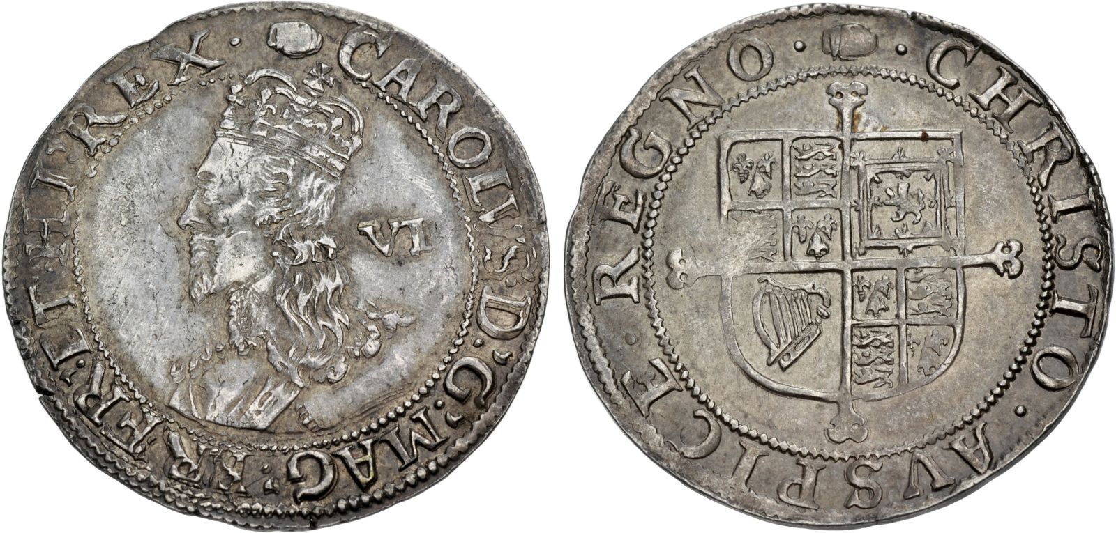 STUART. Charles I. 1625-1649. AR Sixpence (25mm, 3.00 g, 3h). Group E ...