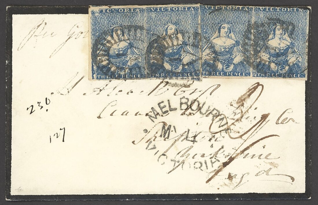 Australian Colonies Victoria 1854 (4 May) mourning envelope from ...