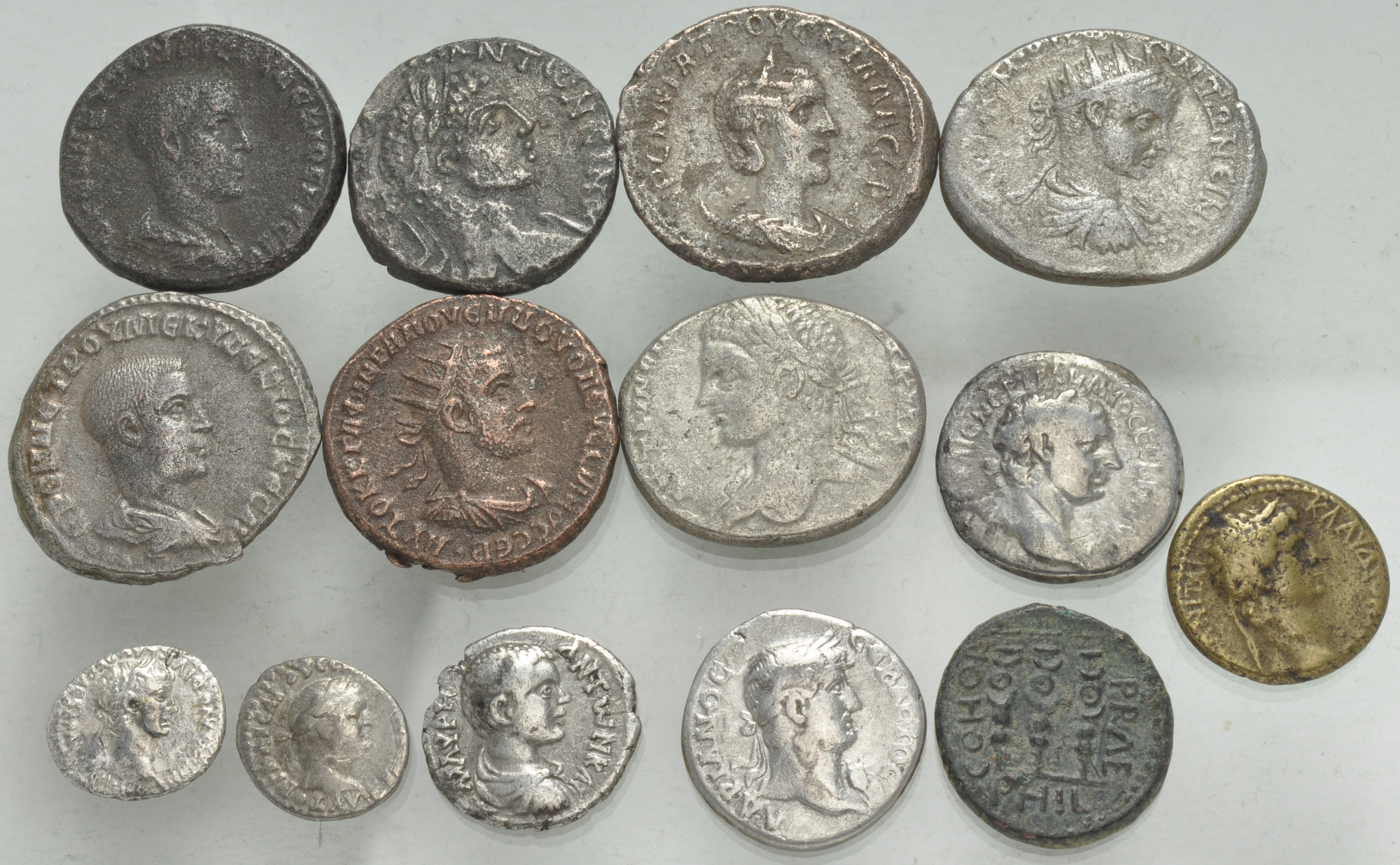 ROMAN. Provincial. Lot of fourteen (14) silver, billon, and bronze ...