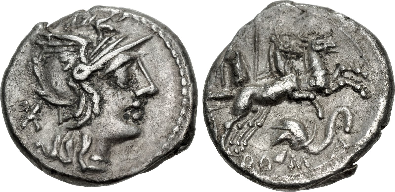 Anonymous. 128 BC. AR Denarius (17mm, 3.65 g, 8h). Elephant's head ...