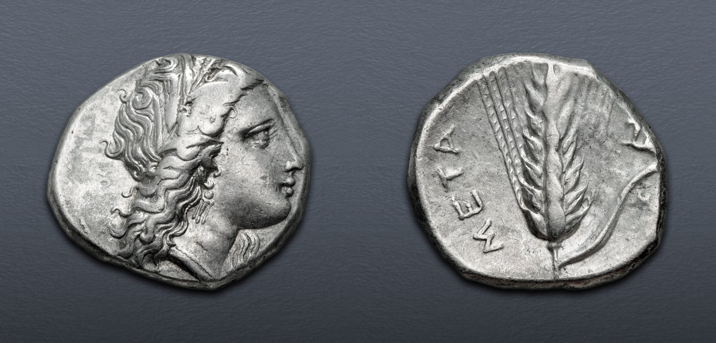 LUCANIA, Metapontion. Circa 330-290 BC. AR Nomos (20.5mm, 7.83 g, 11h ...