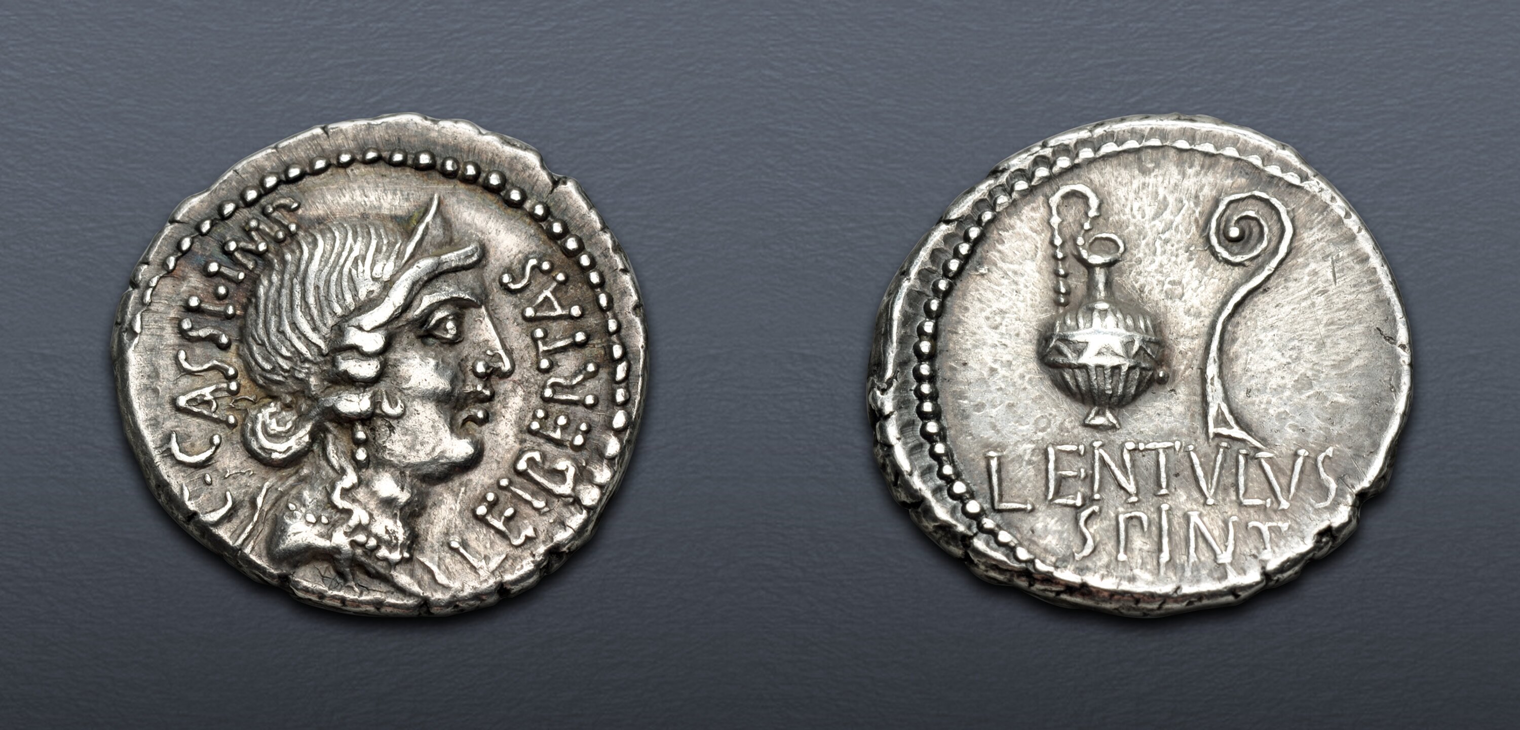 The Republicans. C. Cassius Longinus. Spring 42 BC. AR Denarius (18mm ...
