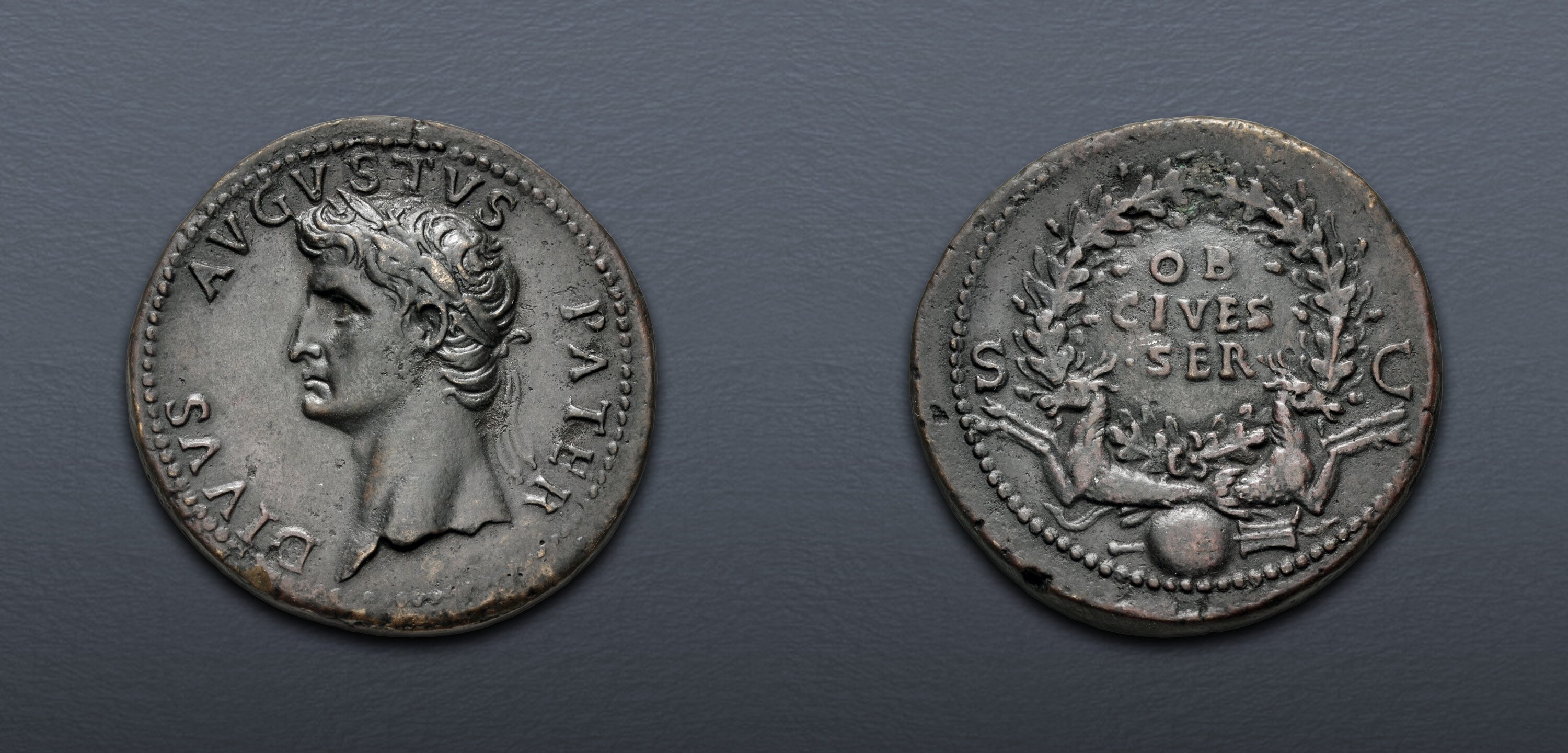 ANCIENT THEMES. Divus Augustus. Died AD 14. Cast Æ “Sestertius” (34mm ...