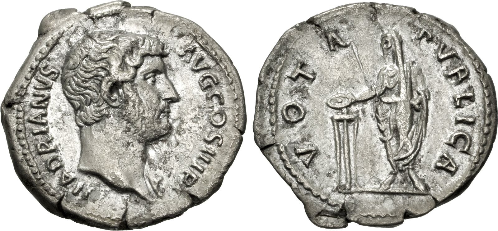 Hadrian. AD 117-138. AR Denarius (18.5mm, 3.18 g, 6h). Rome mint ...