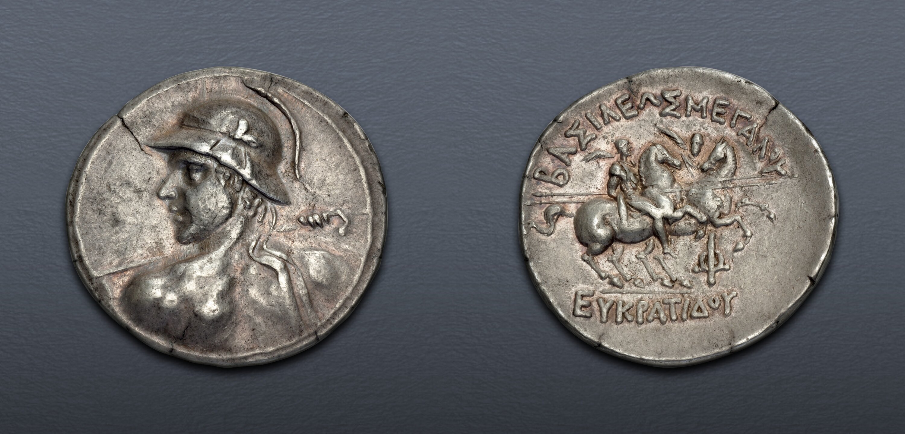 BAKTRIA, Greco-Baktrian Kingdom. Eukratides I Megas. Circa 170-145 BC ...