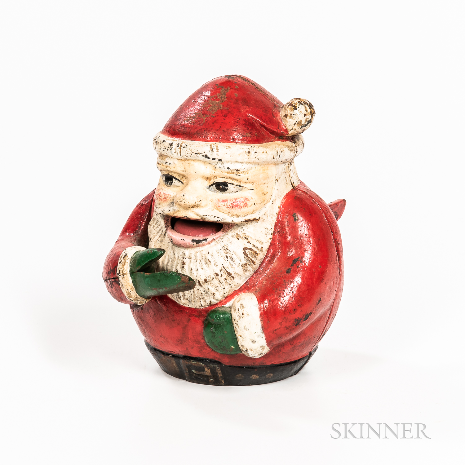 Painted Cast Iron Santa Claus Mechanical Bank | Barnebys