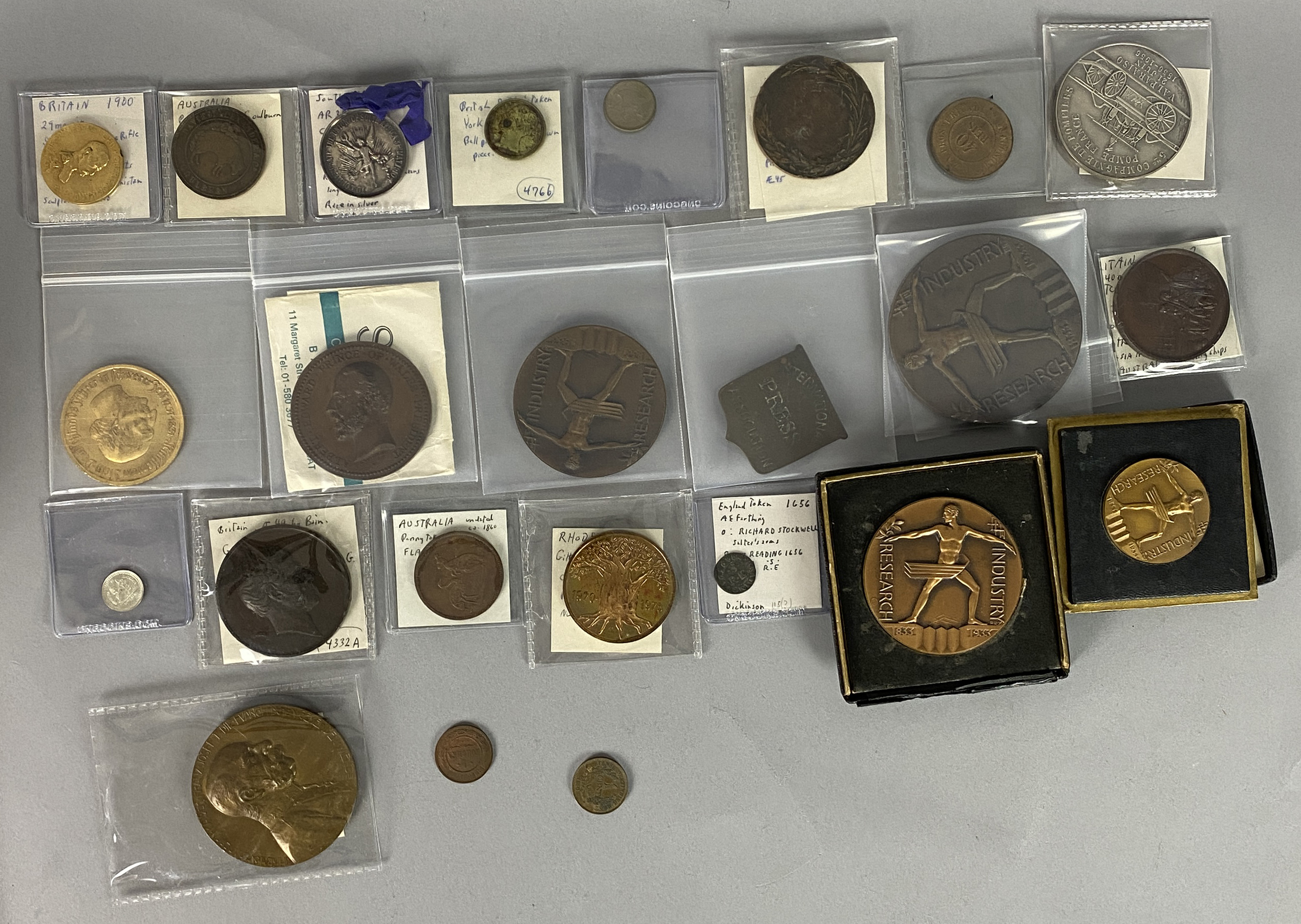 MIXED. Miscellaneous. Lot of twenty-four (24) mostly base metal medals ...