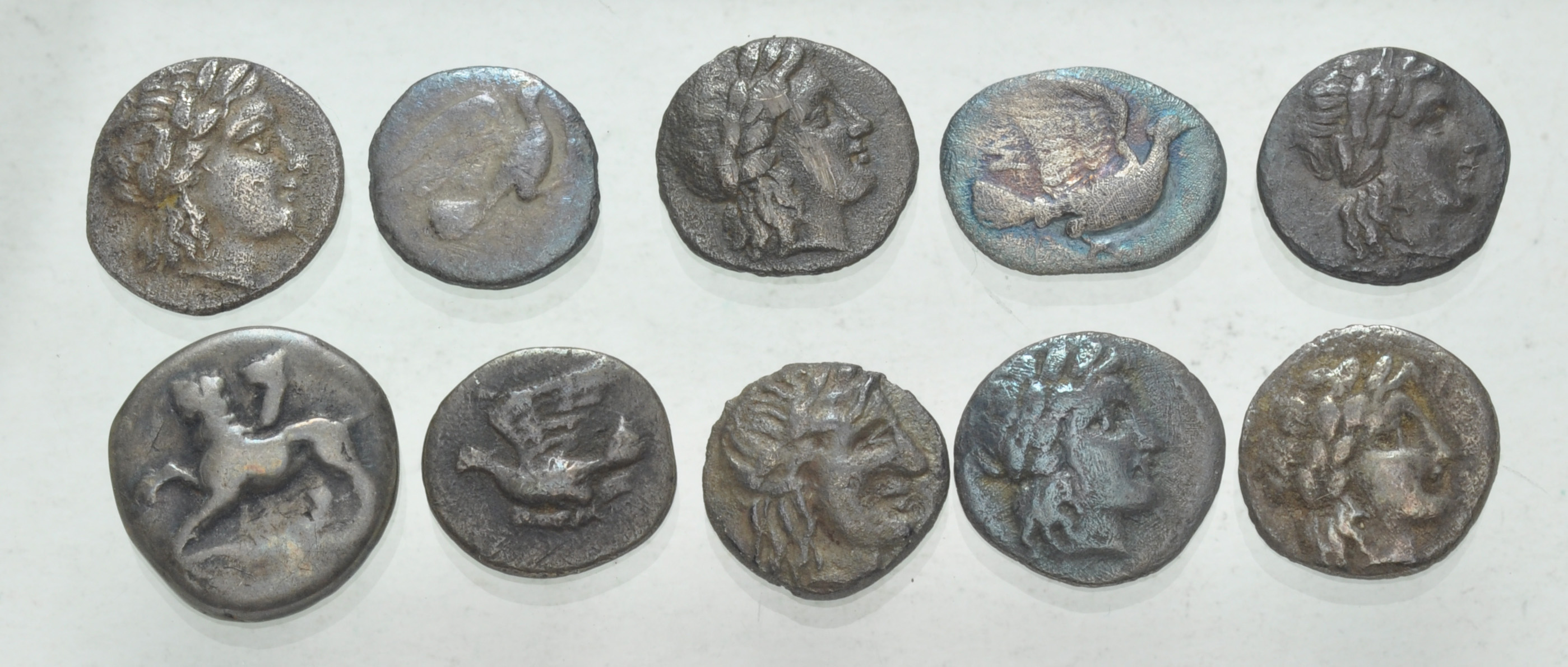 GREEK. Central & Southern Greece. Lot of ten (10) mostly AR Obols of ...