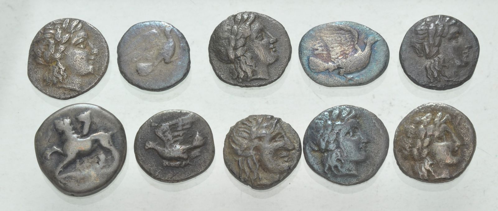 GREEK. Central & Southern Greece. Lot of ten (10) mostly AR Obols of ...