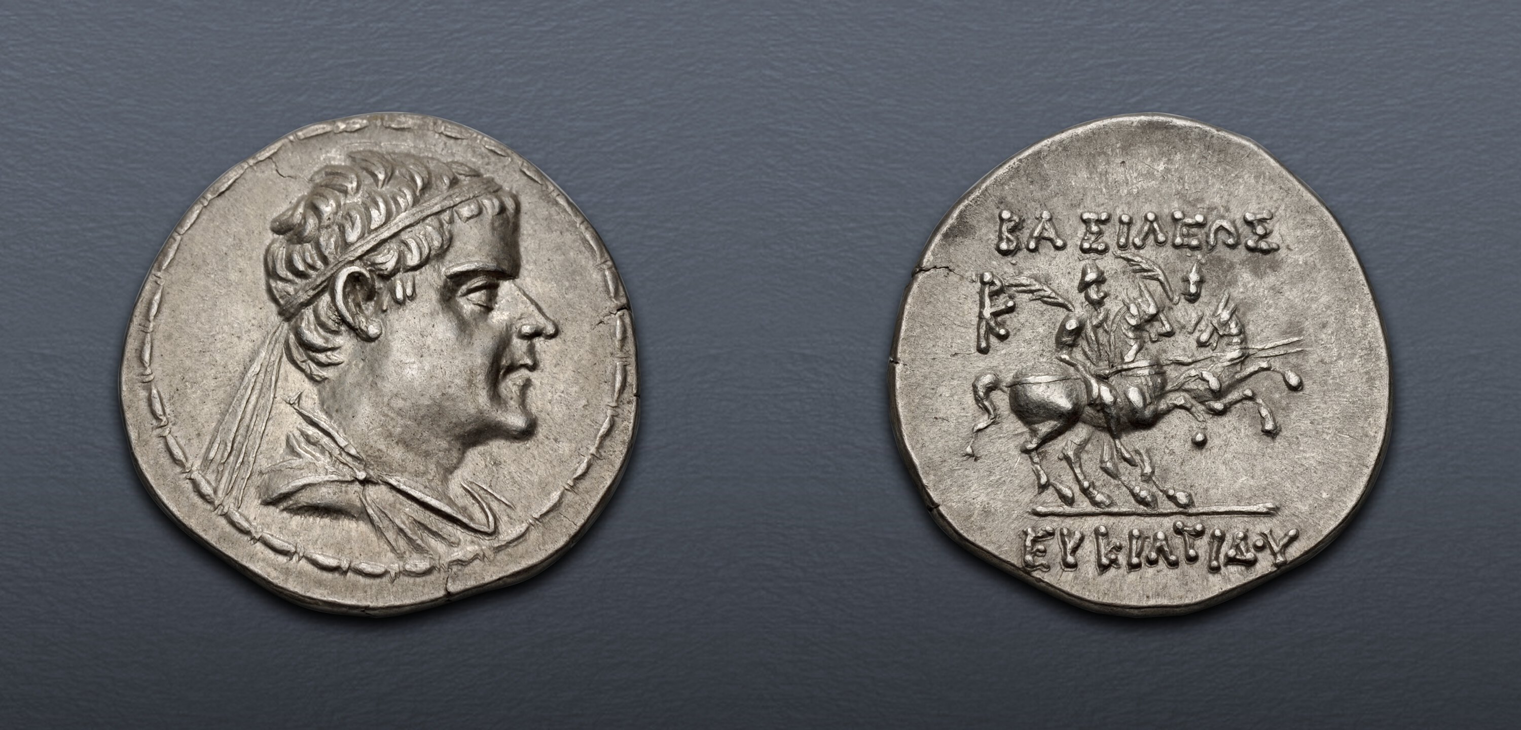 BAKTRIA, Greco-Baktrian Kingdom. Eukratides I Megas. Circa 170-145 BC ...
