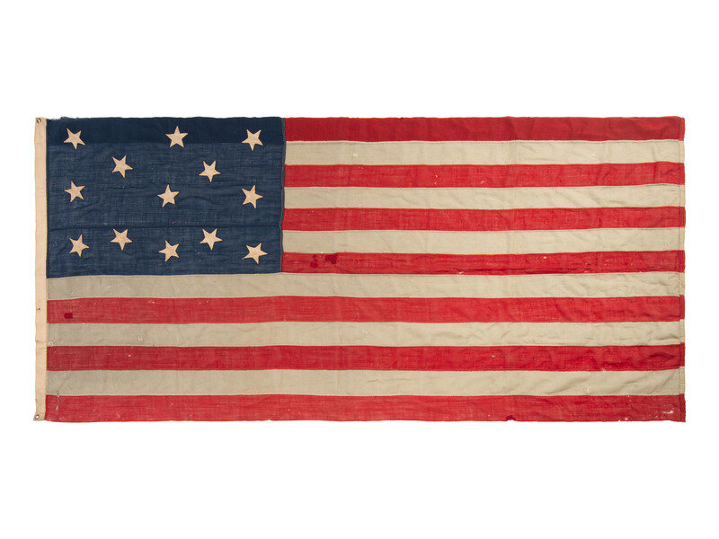 [FLAGS]. 13-star American Centennial flag with unusual star pattern. Ca ...