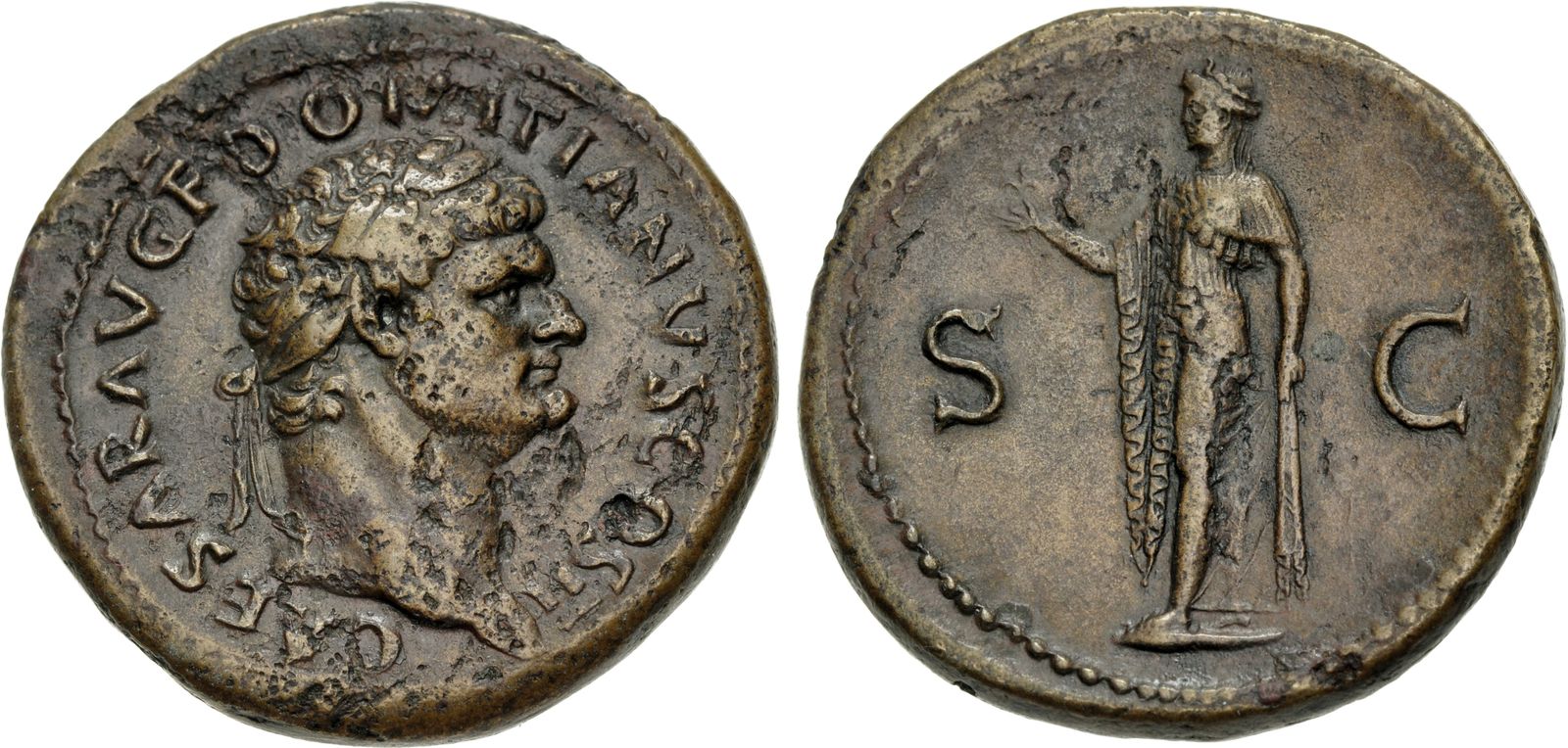 Domitian. As Caesar, AD 69-81. Æ Sestertius (33.5mm, 22.44 g, 7h). Rome ...