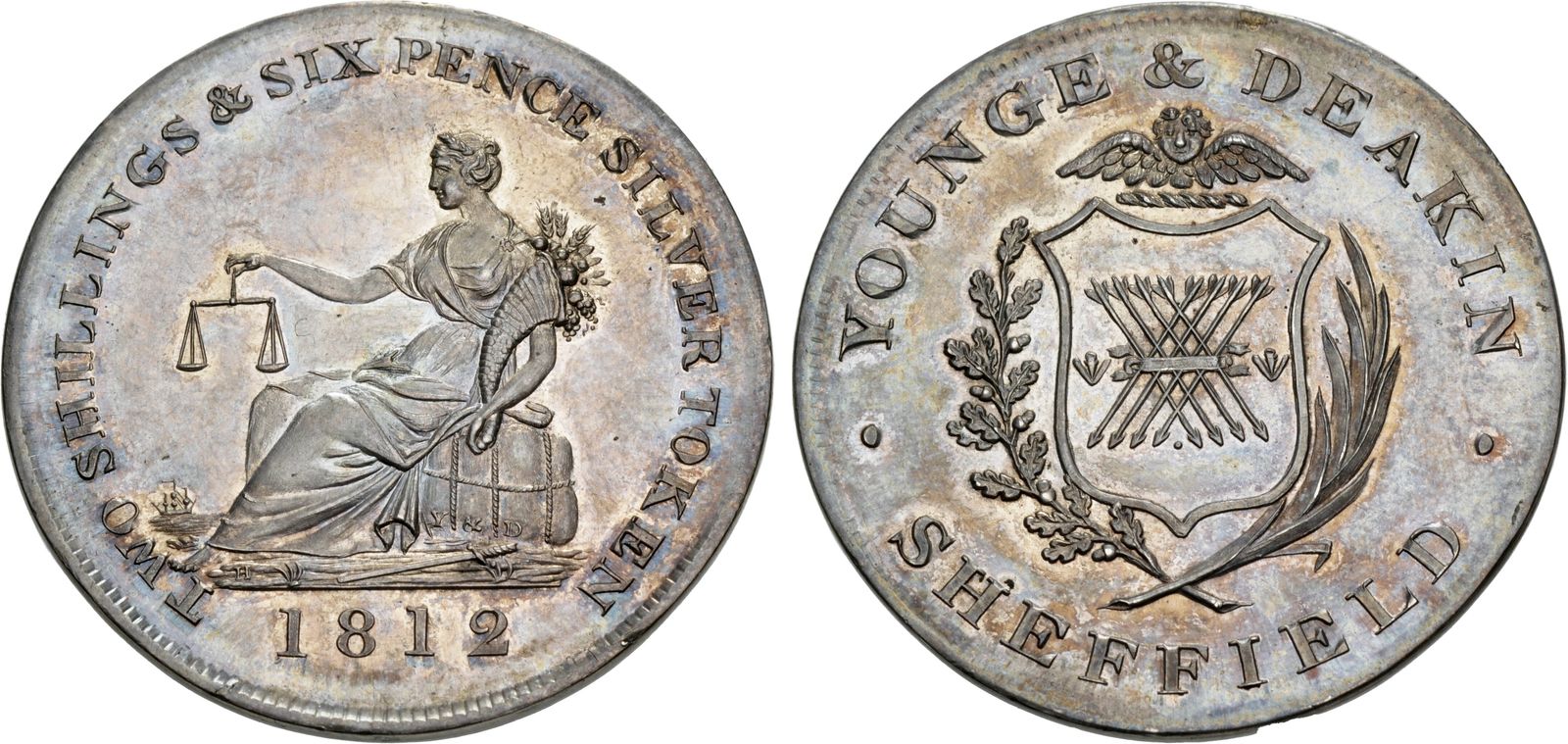 CONDER TOKENS, Yorkshire. Sheffield. Young & Deakin. AR Halfcrown Token ...