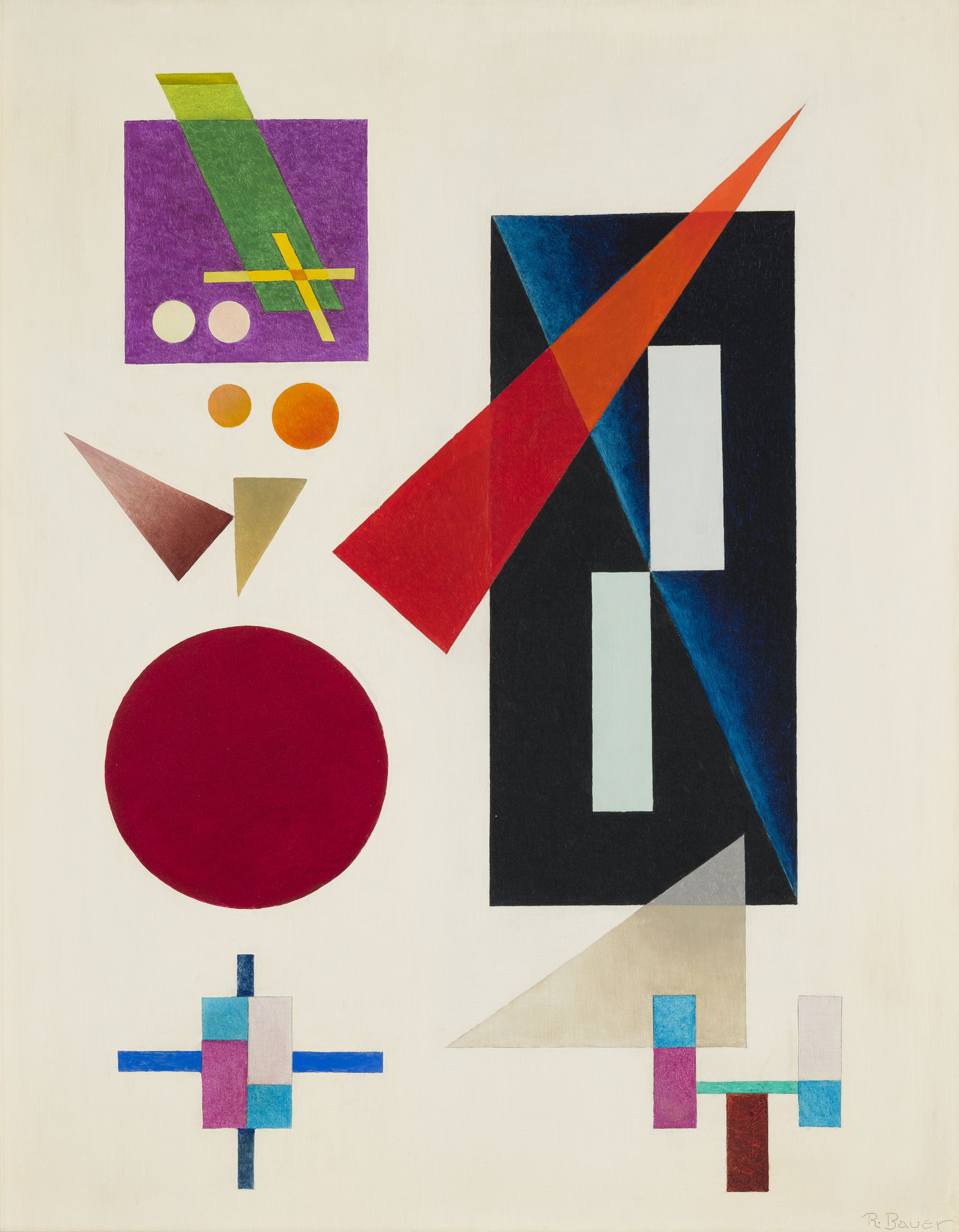 Rudolf Bauer (1889-1953), "Blue Point", 1938, huile sur toile, signée ...